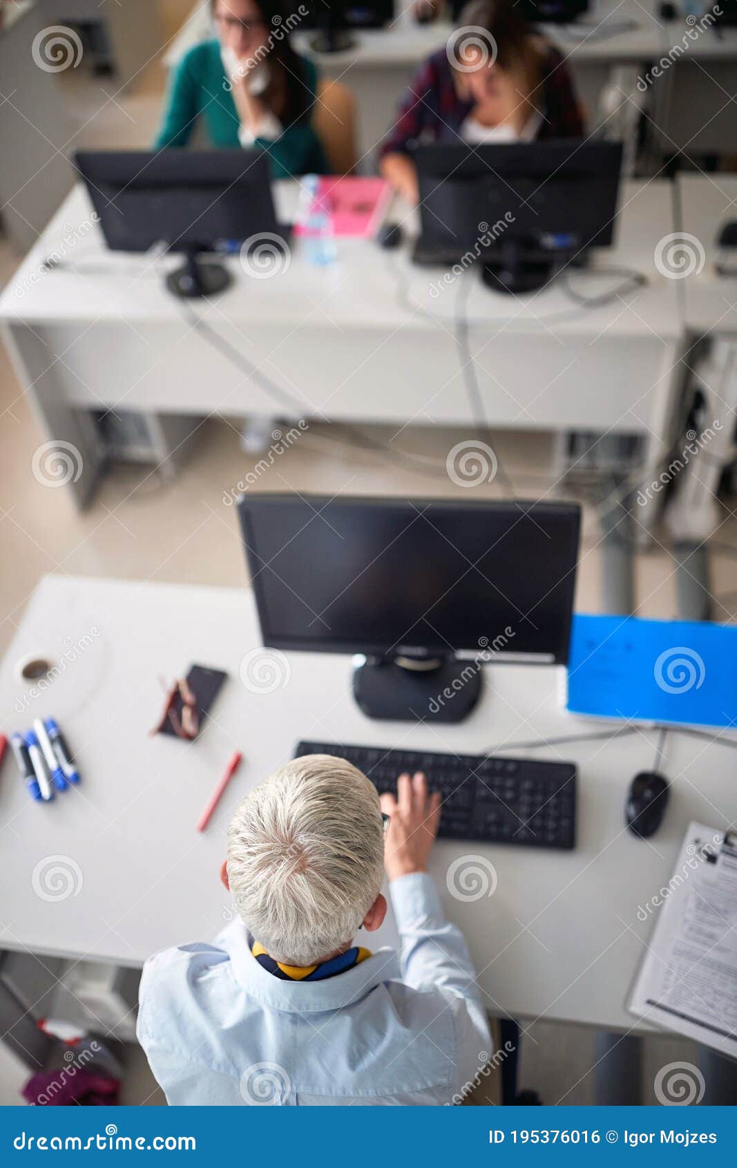 Back View of Teacher in the Classrom Stock Photo - Image of classroom ...