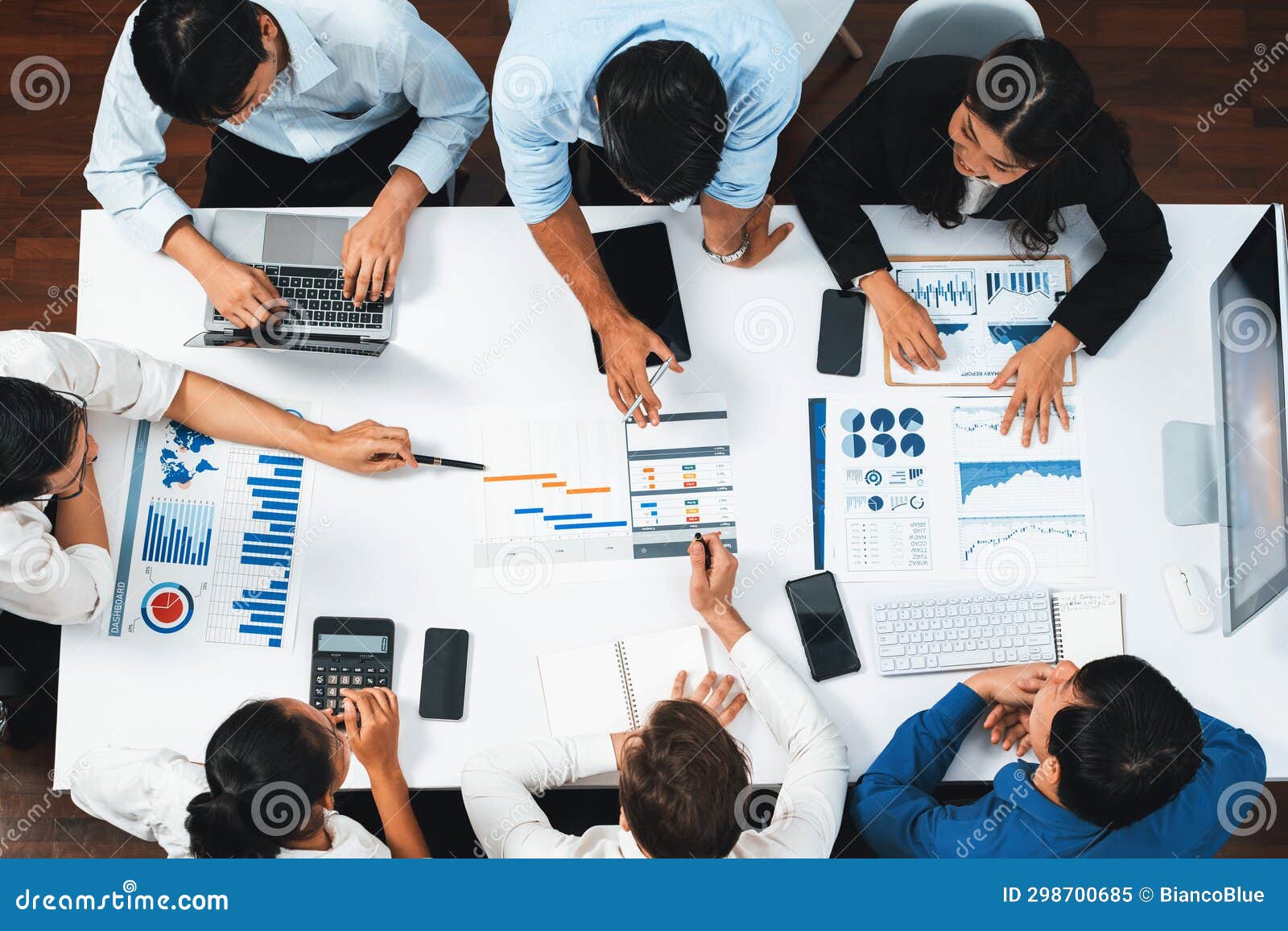 Top View Project Manager Communicate and Collaborate with Team. Prudent ...