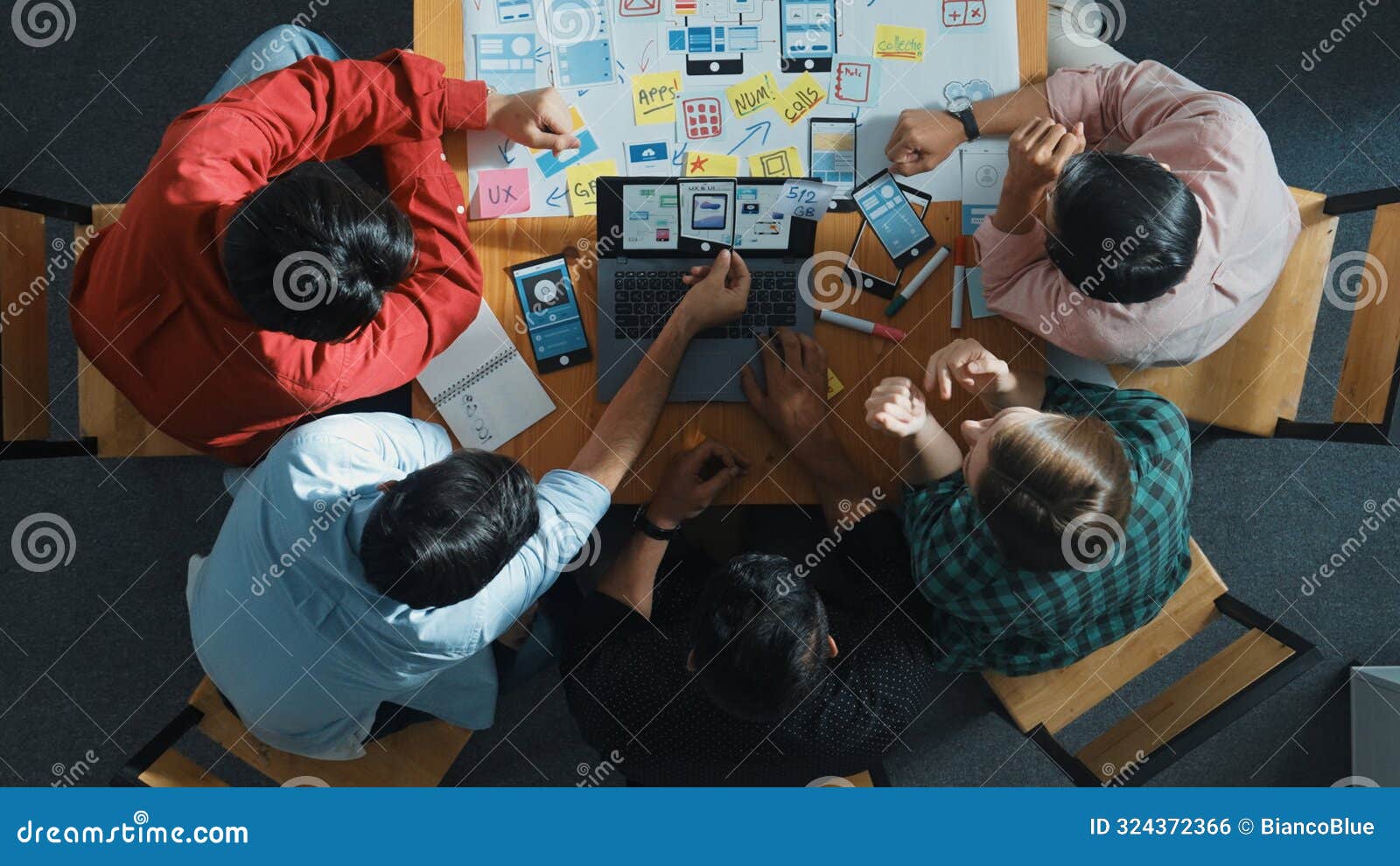 Top View of Skilled Manager Using Laptop Working on Ux Ui Design ...