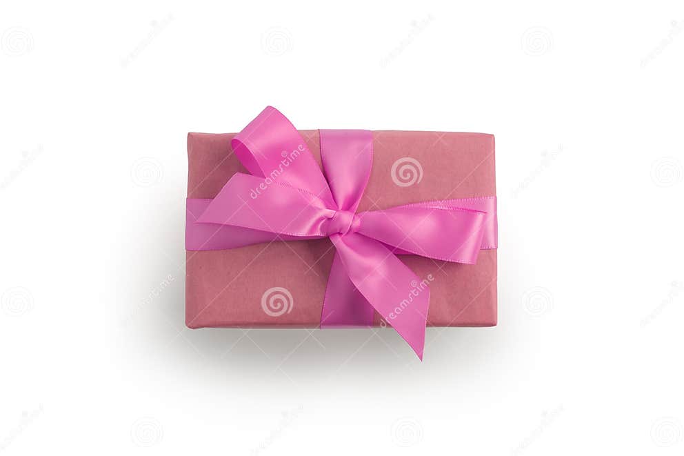 Top View of Purple Rectangular Present Box with Ribbon Isolated on ...