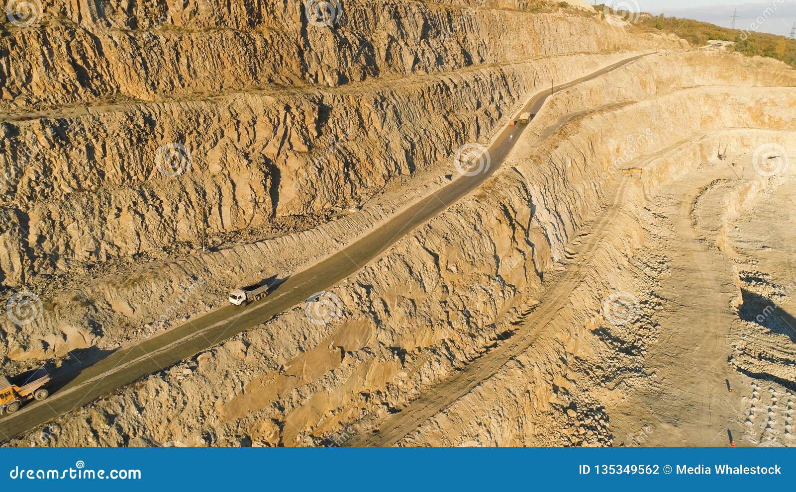 Top View of Quarry with Trucks. Shot Stock Photo - Image of deep, open ...
