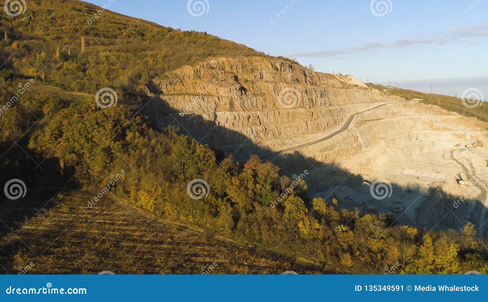 Top View of Quarry with Trucks. Shot Stock Image - Image of ground ...