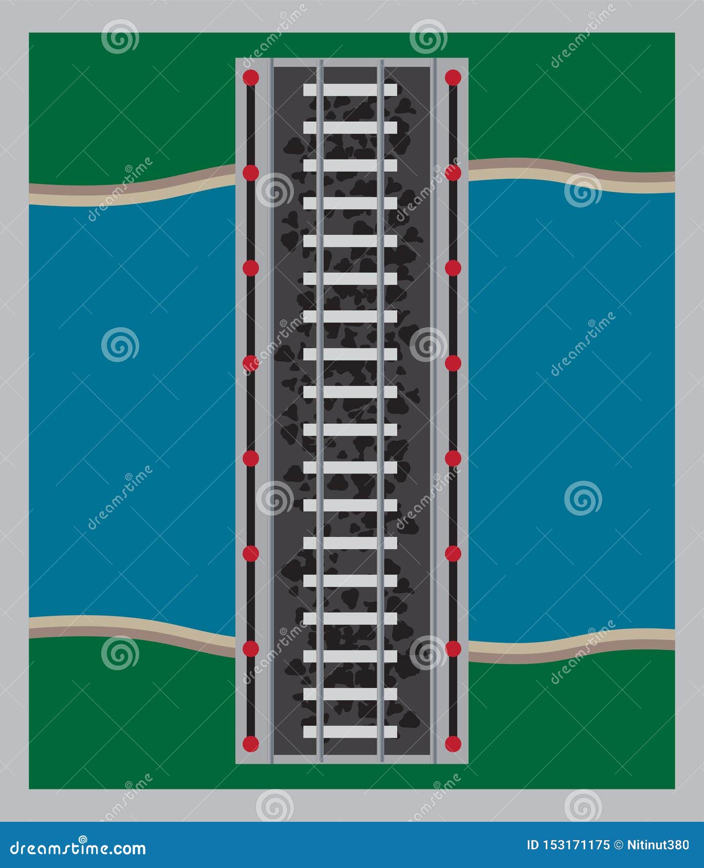 Top View of Railway Bridge Vector Stock Illustration - Illustration of ...