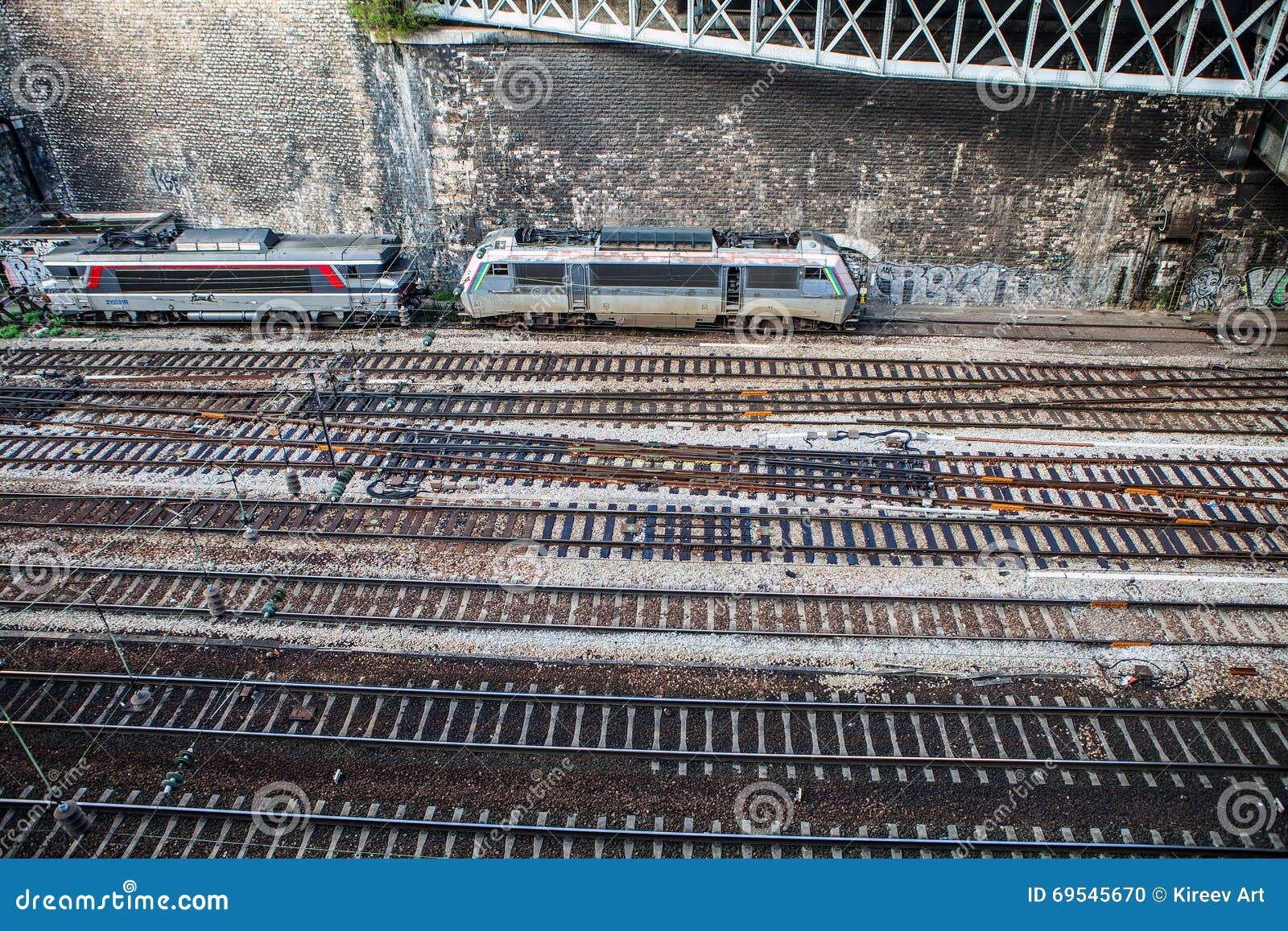 Top view on railway tracks editorial image. Image of railway - 69545670