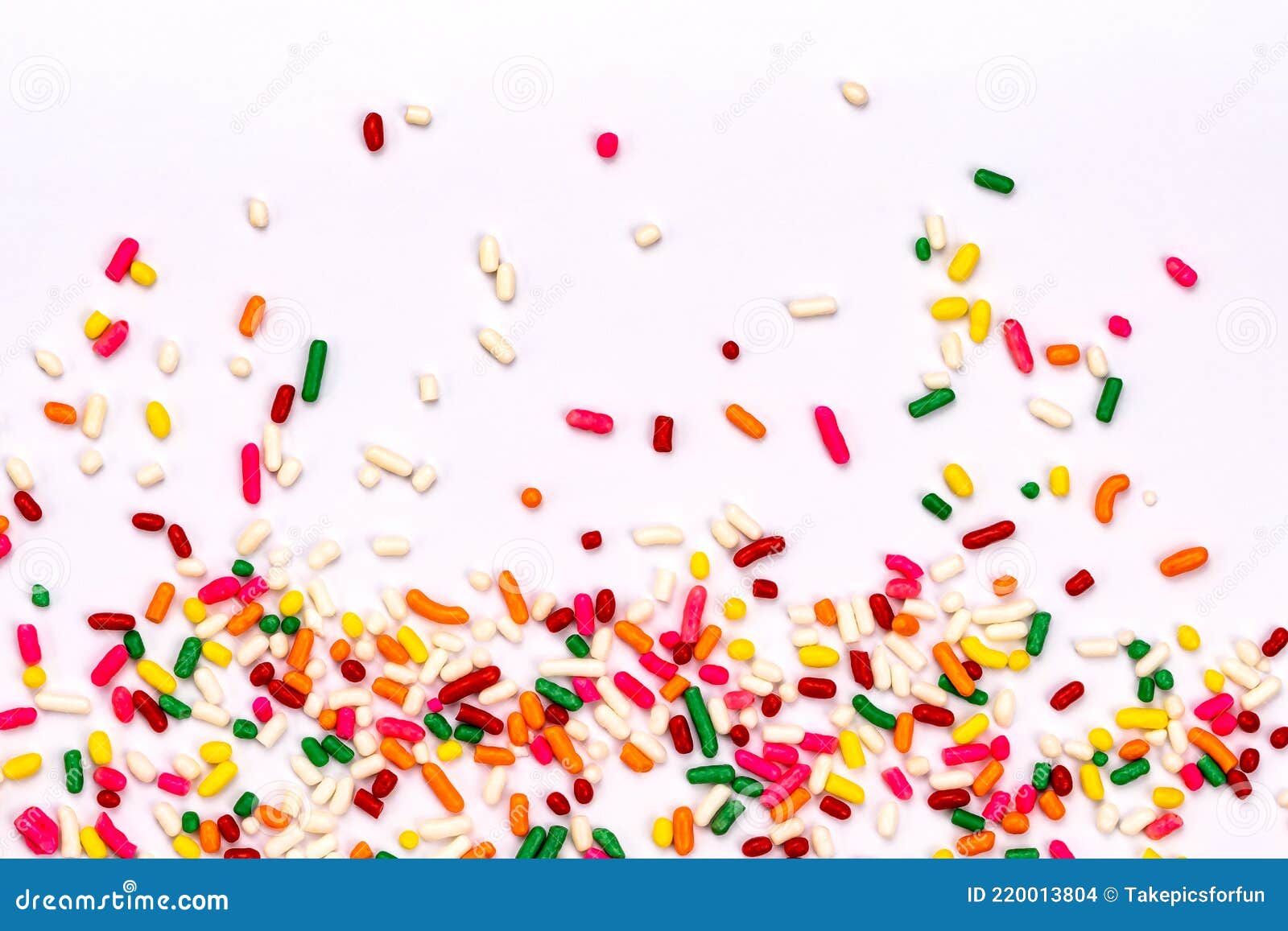 Top View of Rainbow Sprinkles Scatter on White Background Stock Photo ...