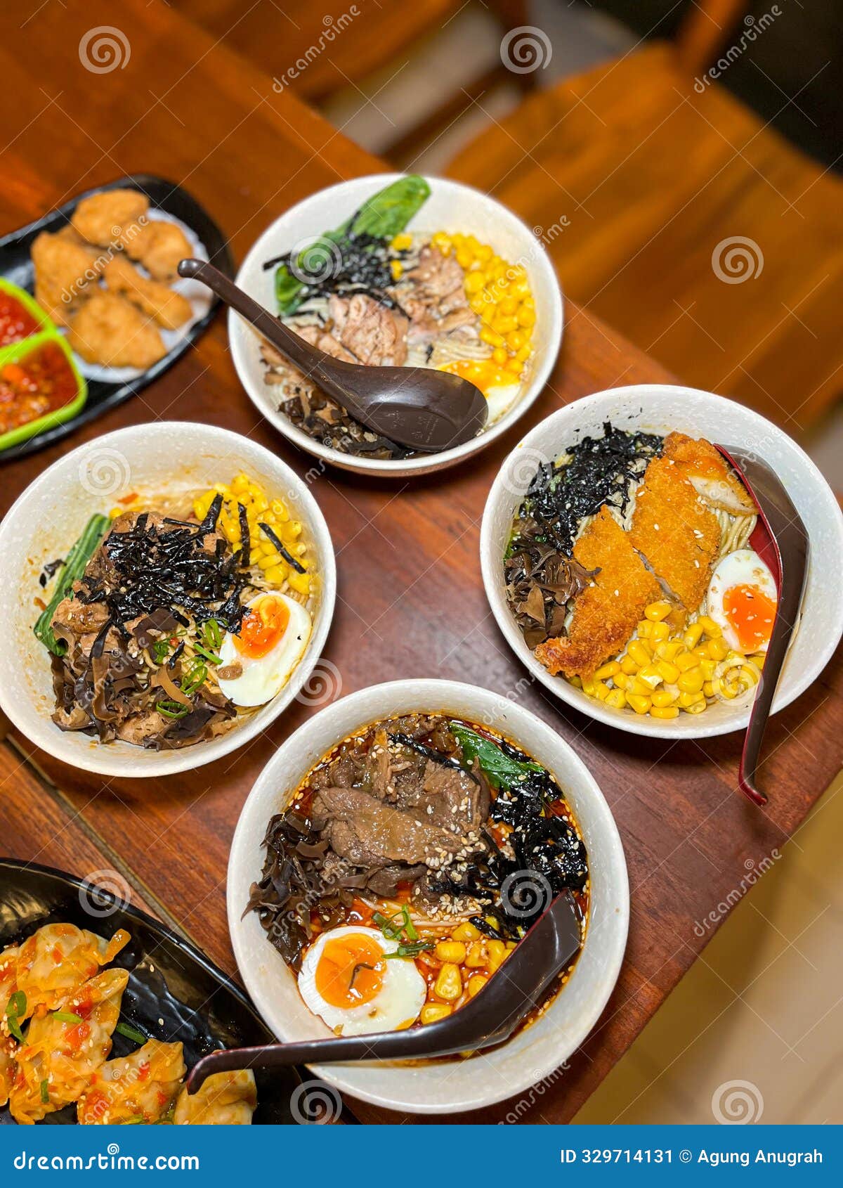 Top View Ramen Noodles Served Served Table Stock Image - Image of ...