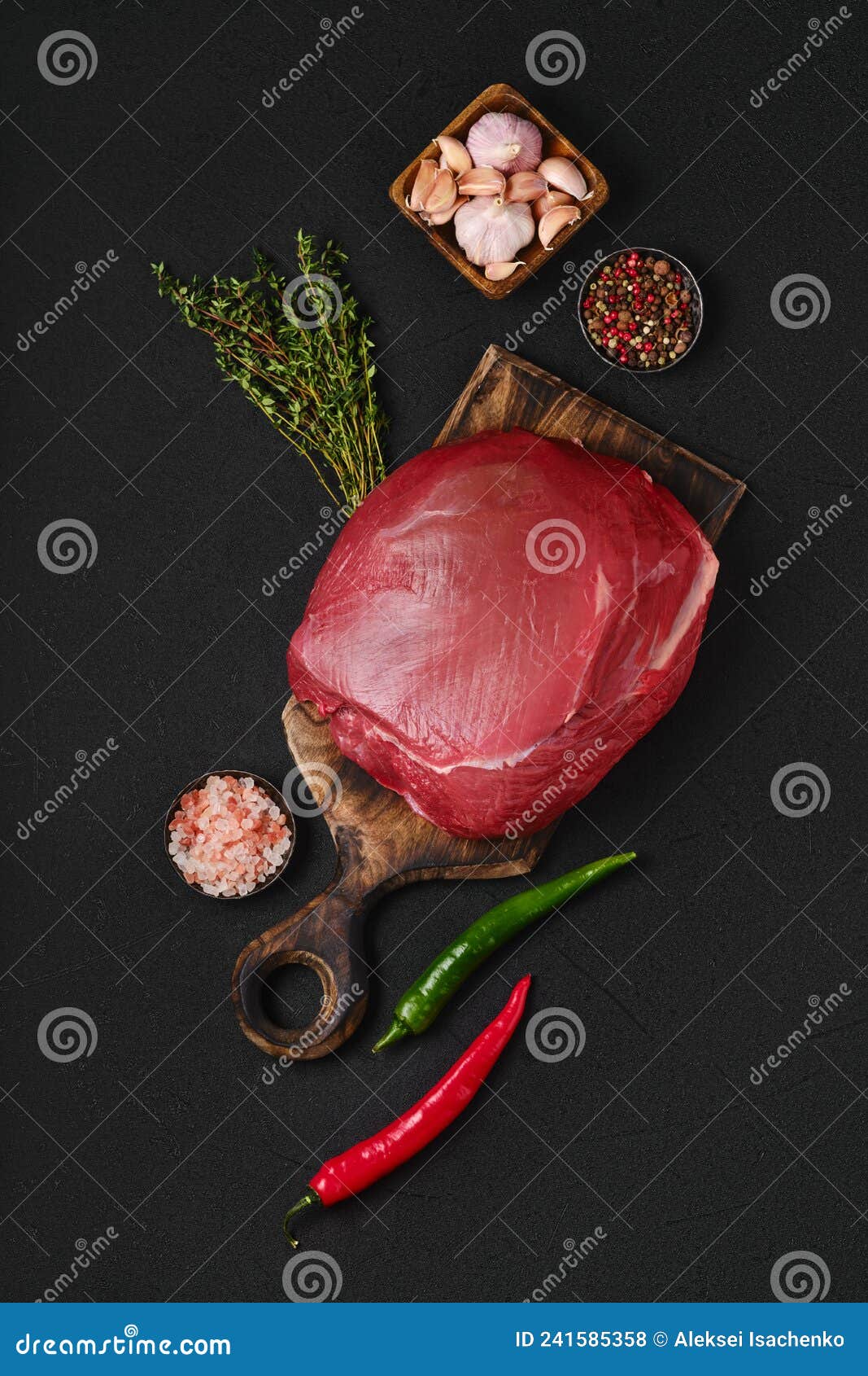 Top View of Raw Beef Top Round Meat Stock Photo - Image of cutting ...