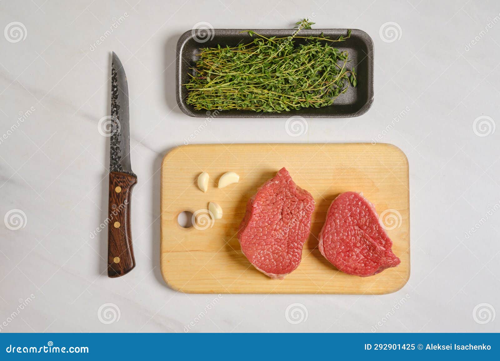 Top View of Raw Beef Steak on Cutting Board Stock Image - Image of ...