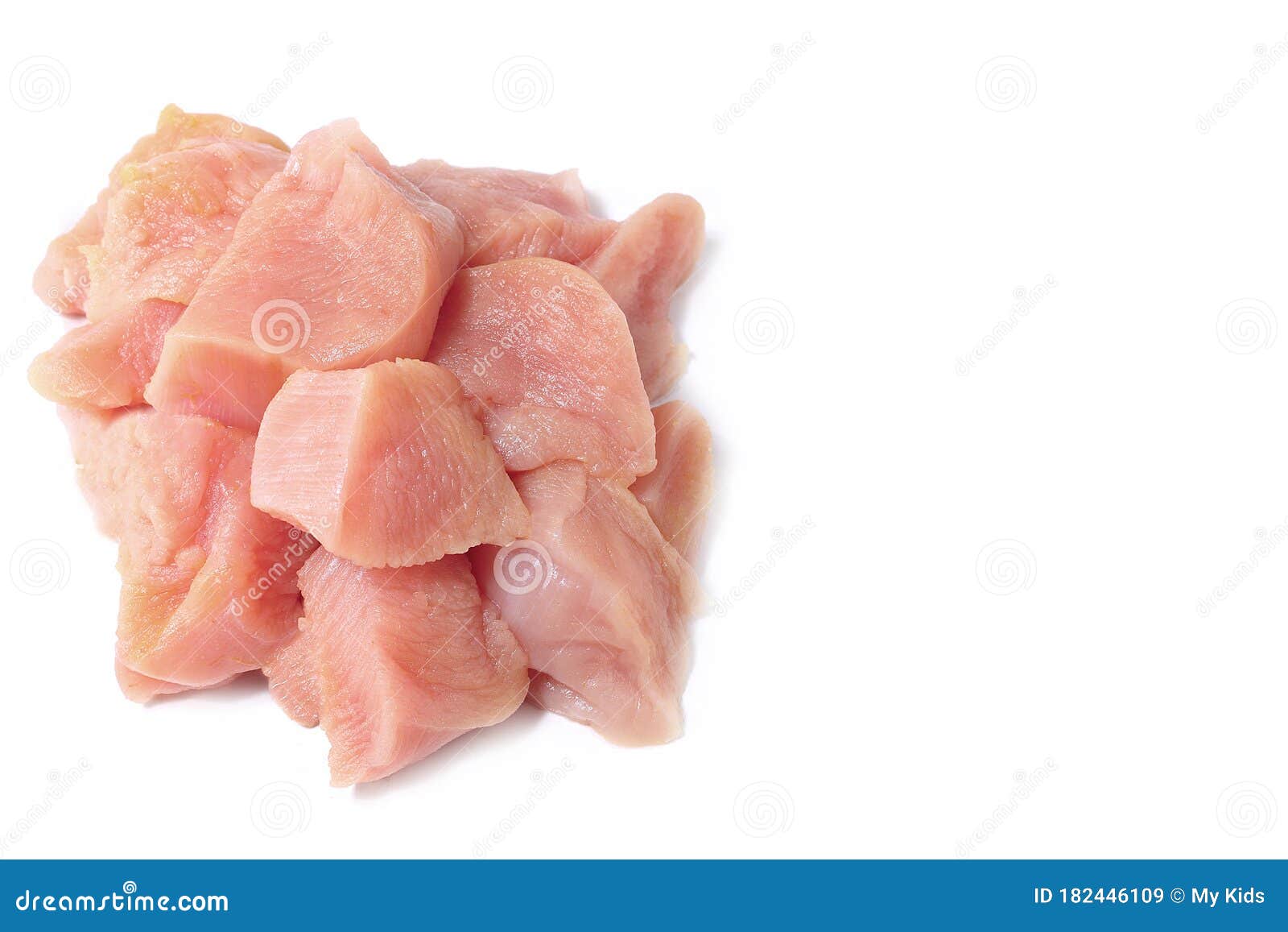 Raw Chicken,Top View of Raw Chicken Fillet Chunks Isolated on White ...