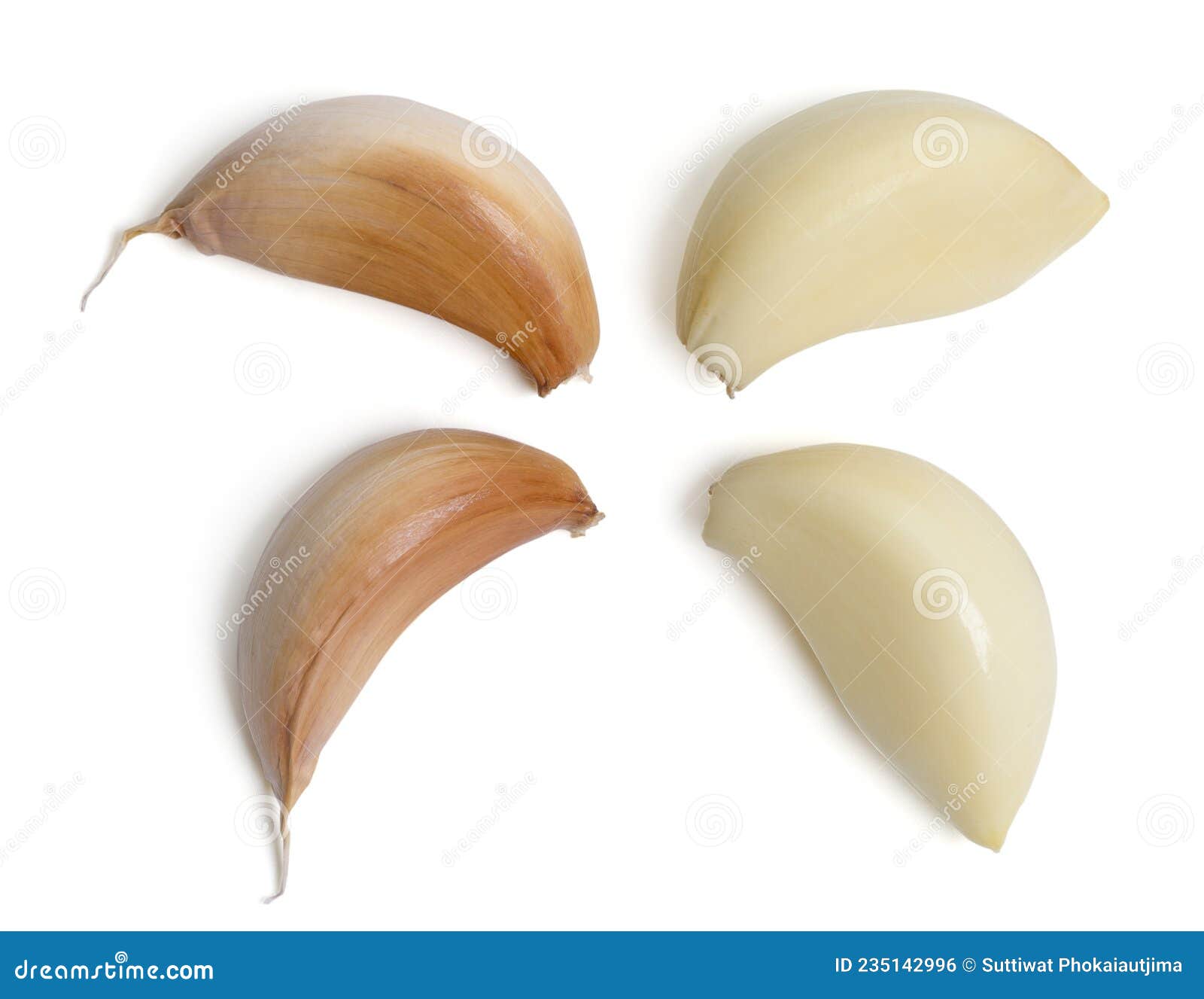 Top View Raw Garlic with Segments on White Background Stock Photo ...