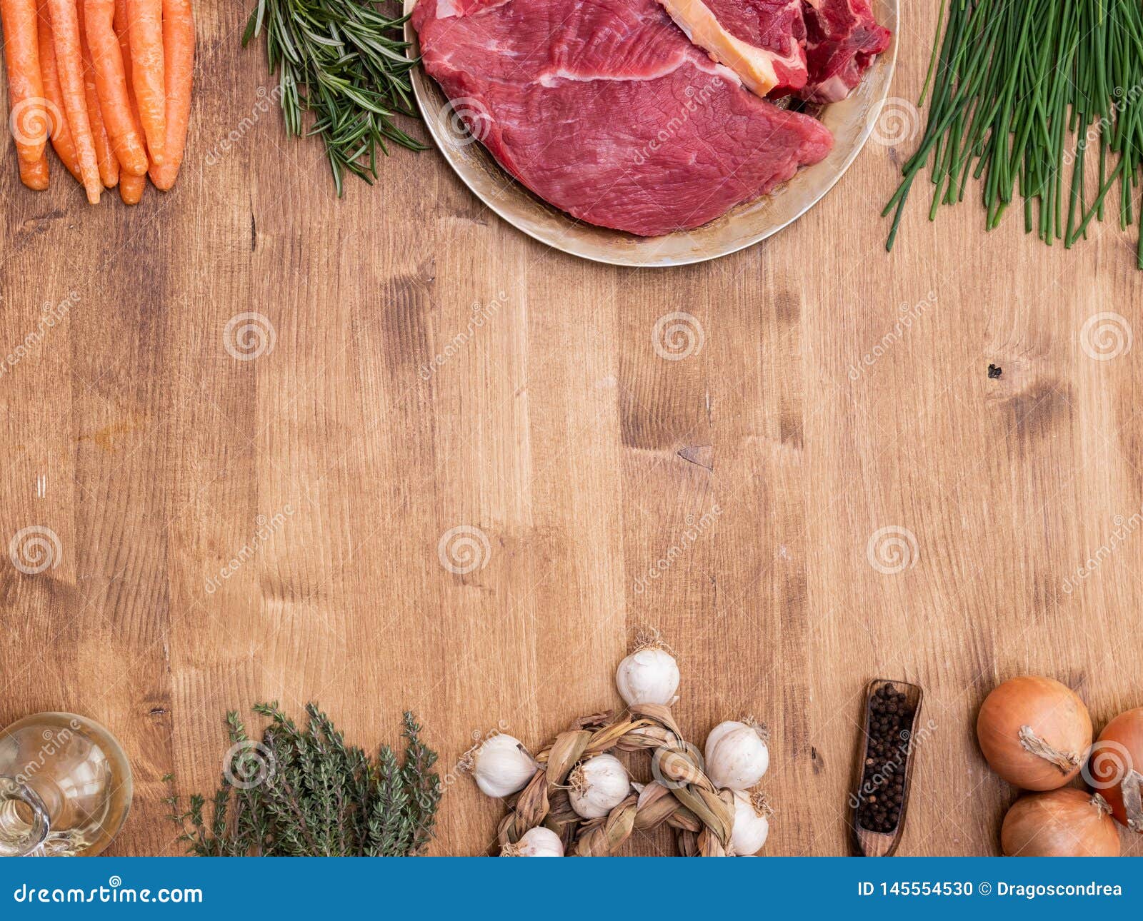 Top View of Raw Meat and Vegetables Ready To Be Cooked Stock Photo ...