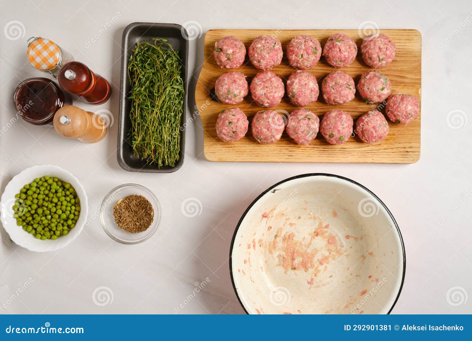 Top View of Raw Meatballs on a Kitchen Table Stock Image - Image of ...