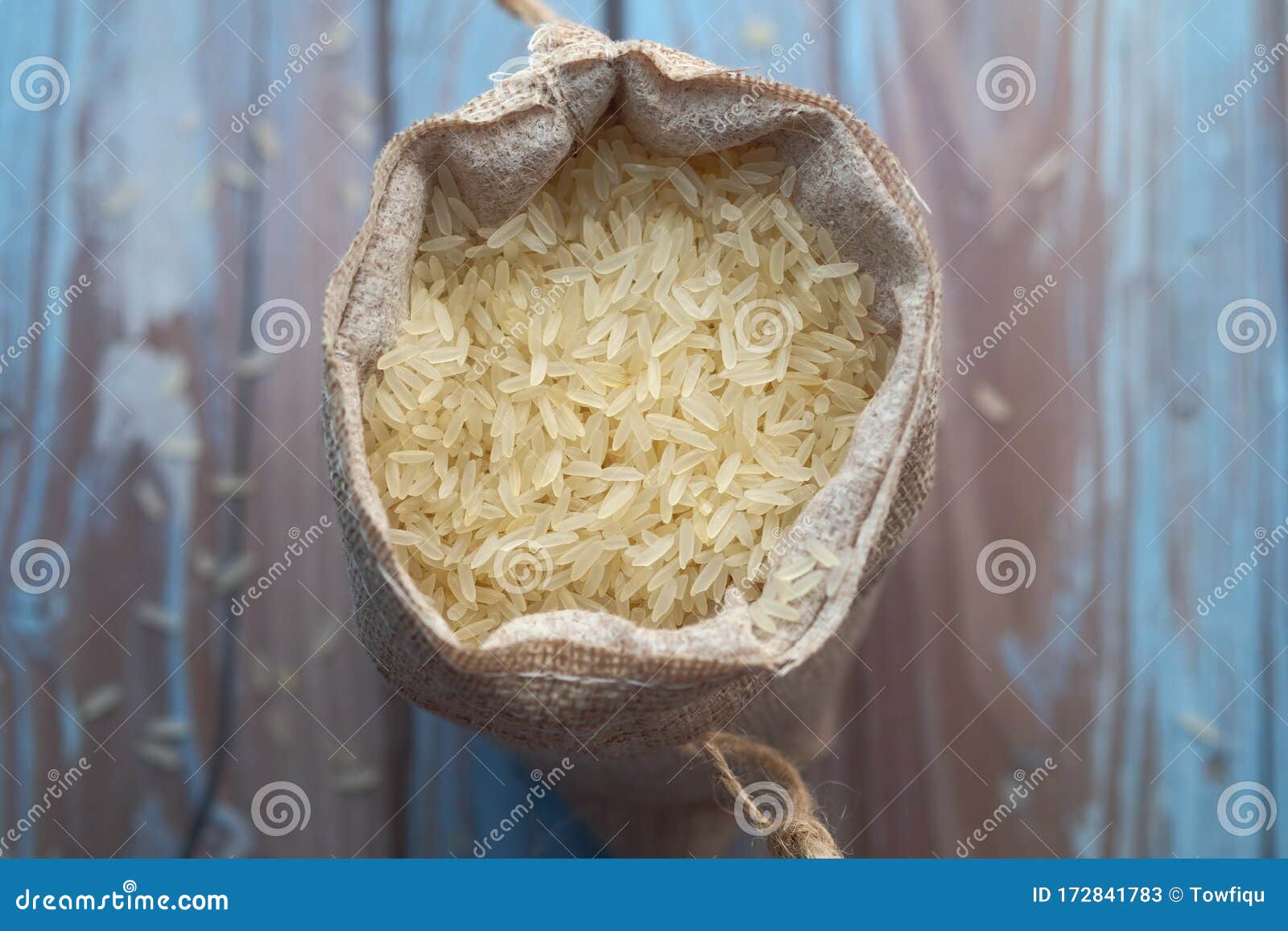 Top View of Raw Rice in a Bag on Table Stock Image - Image of ...