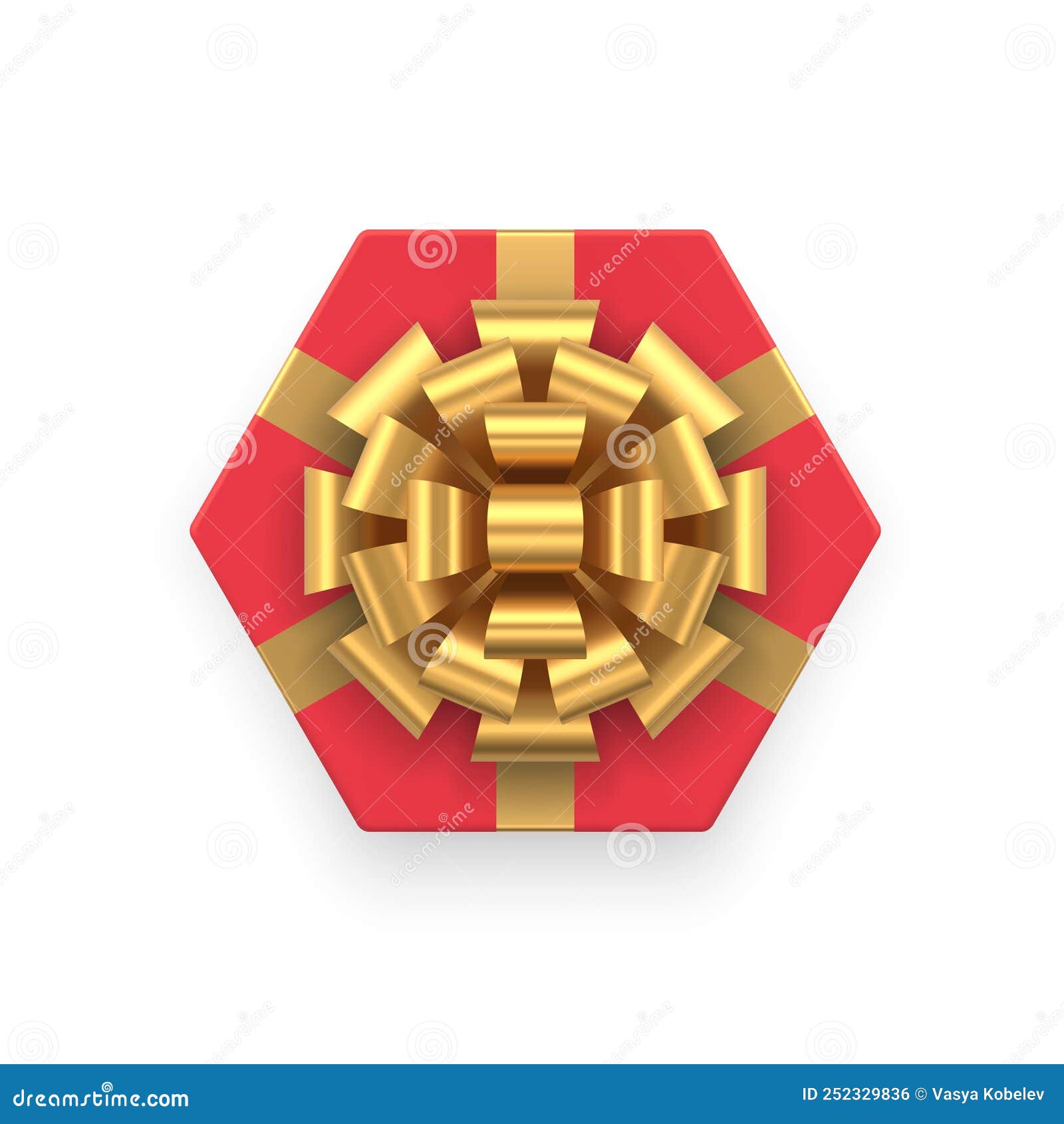 Top View Realistic Hexagonal Red Wrapped Cardboard Package With Desired ...