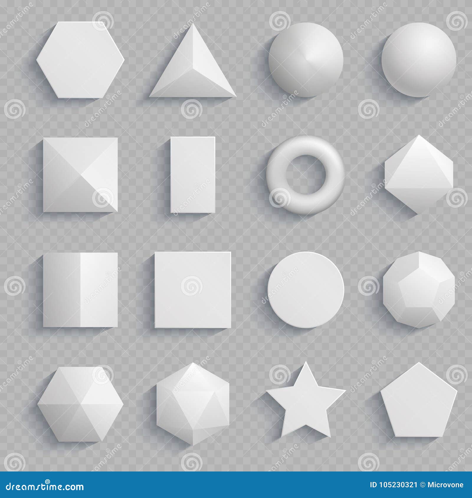 Top View Realistic Math Basic Shapes On Transparent Background Cartoon ...