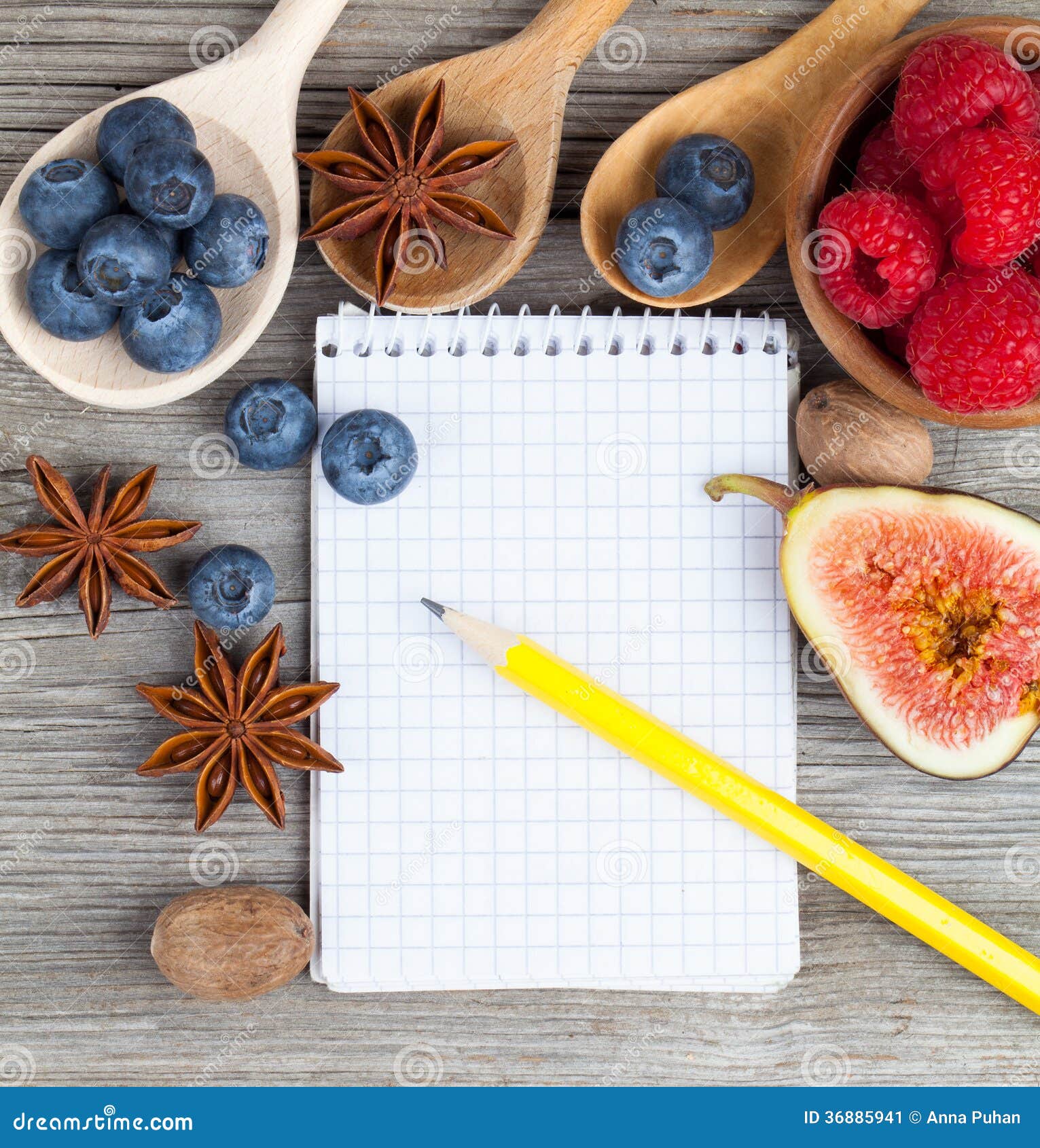 Top View of Recipe Book with Ingredients Stock Image - Image of star ...