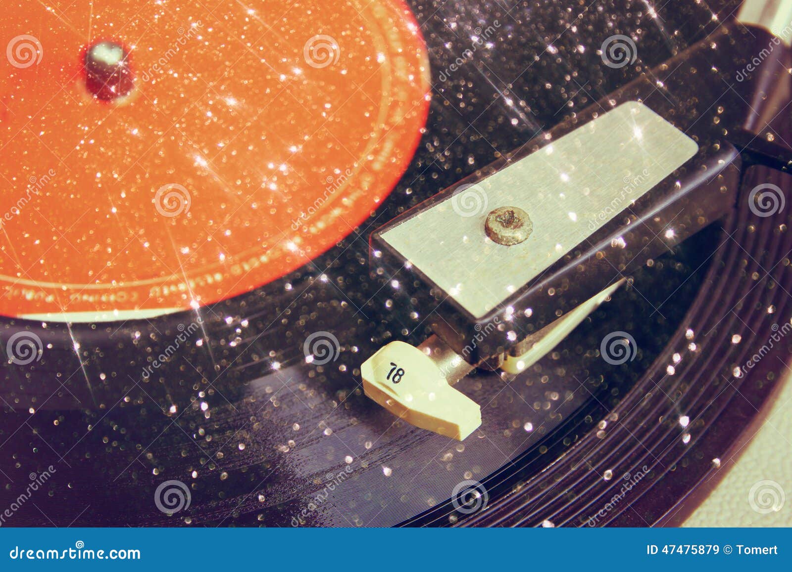 Top View of Record Over Textured Background and Glitter Lights Stock ...