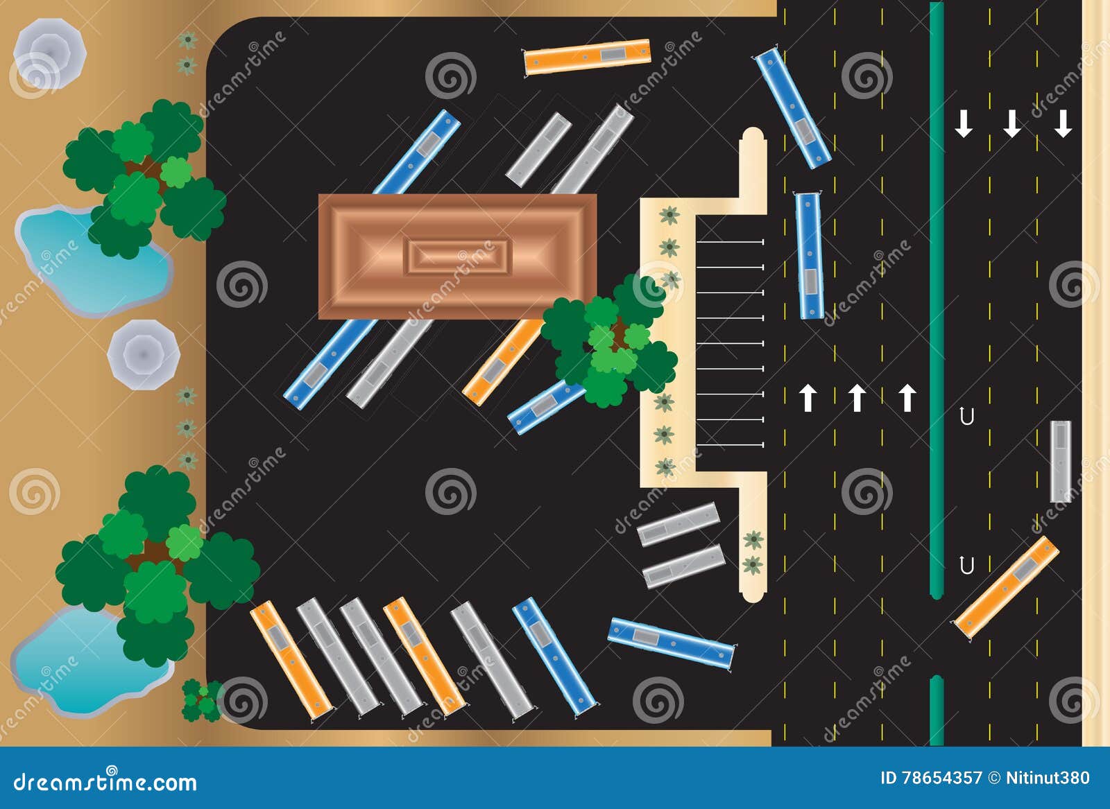 Top View of Rectangle Building Bus Station Stock Illustration ...