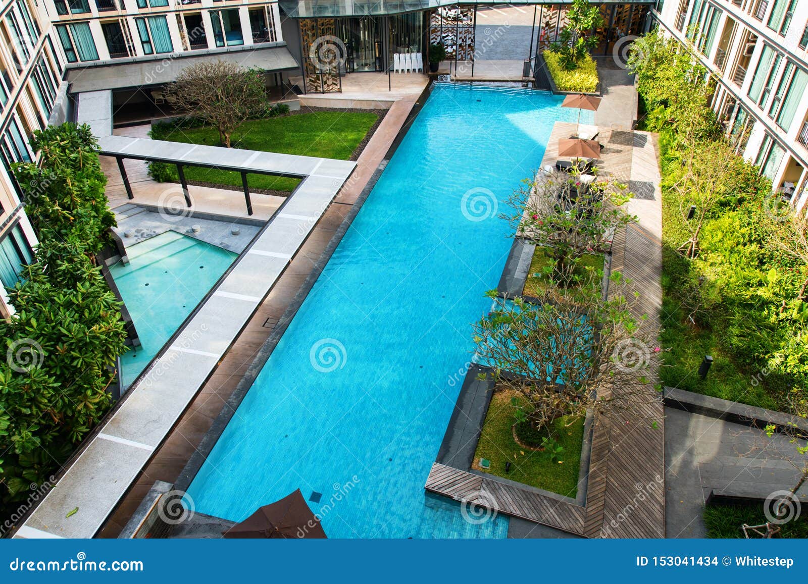 Top View on Rectangular Pool with Turquoise Water Stock Photo - Image ...