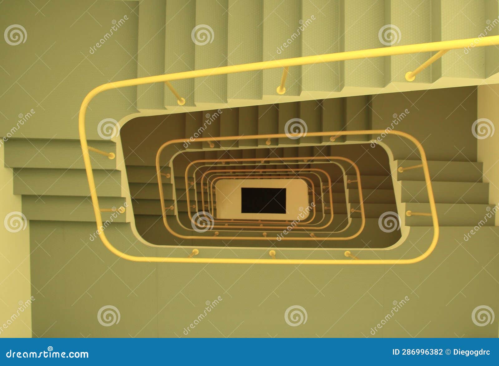 Top View of a Rectangular Spiral Shaped Staircase Stock Photo - Image ...