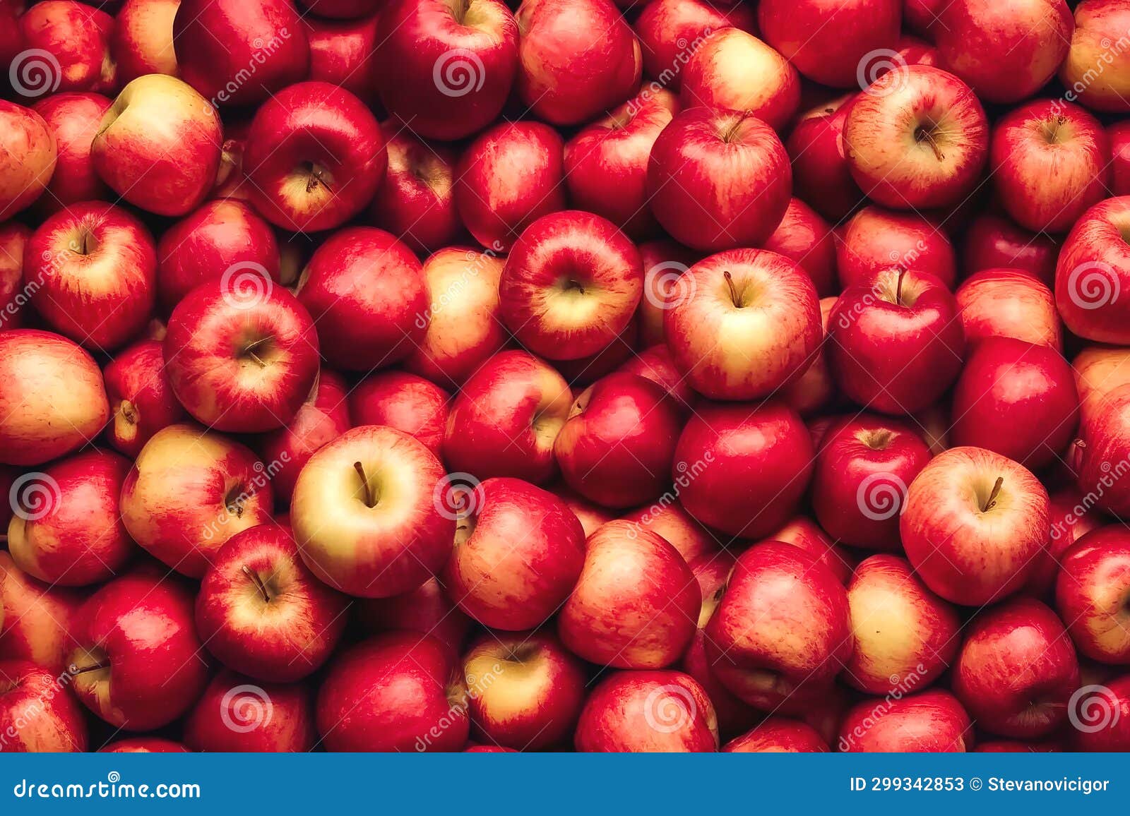 Top View of Red Apples Pattern, Generative Ai Stock Illustration ...