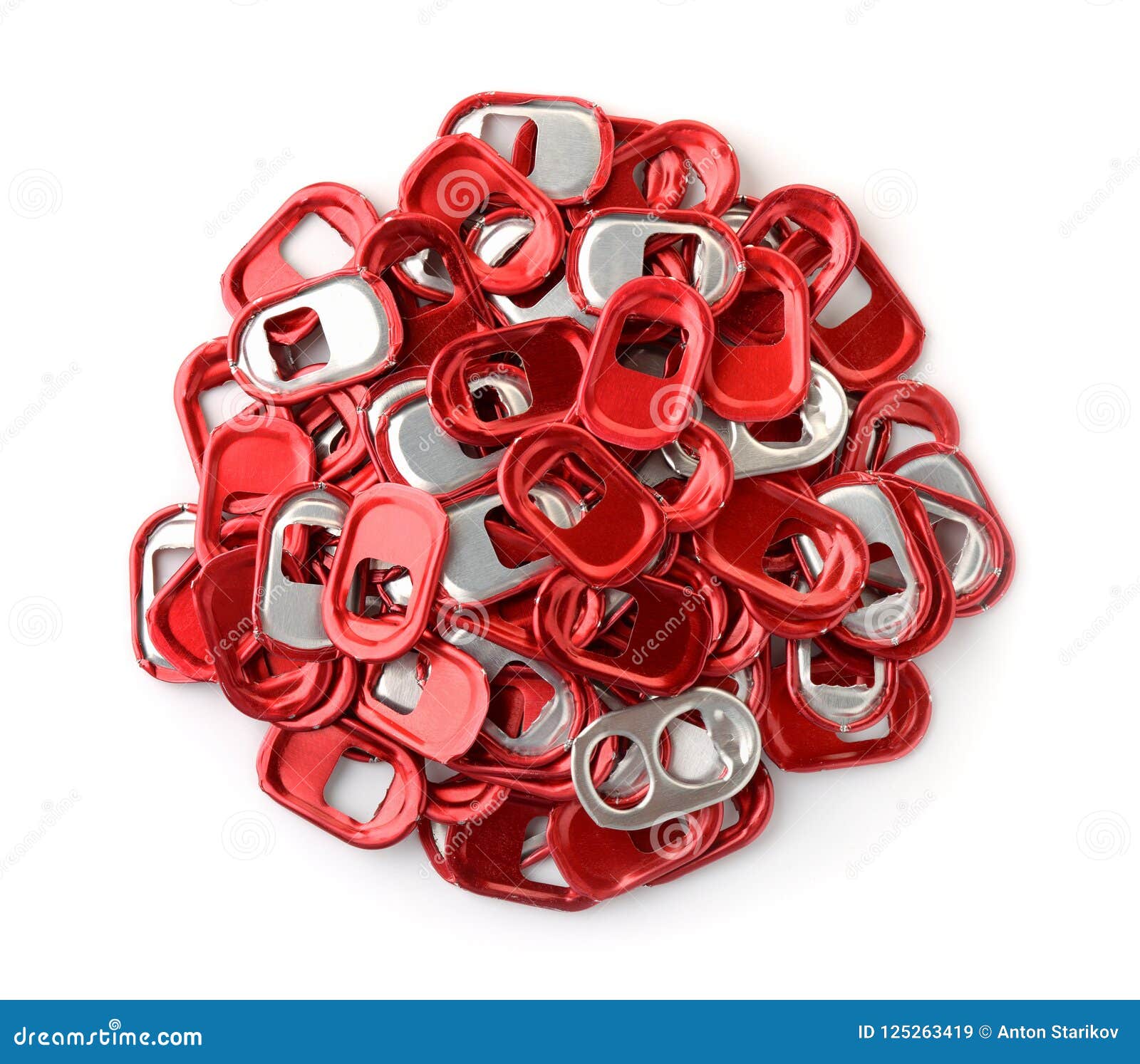 Top View of Red Can Pull Tabs Stock Image - Image of metallic, industry ...