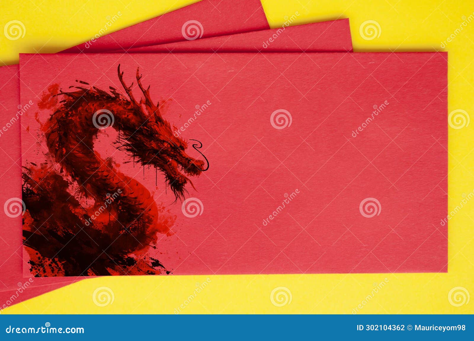 Top View of Red Dark Dragons on Chinese New Year Red Packet Stock Photo ...