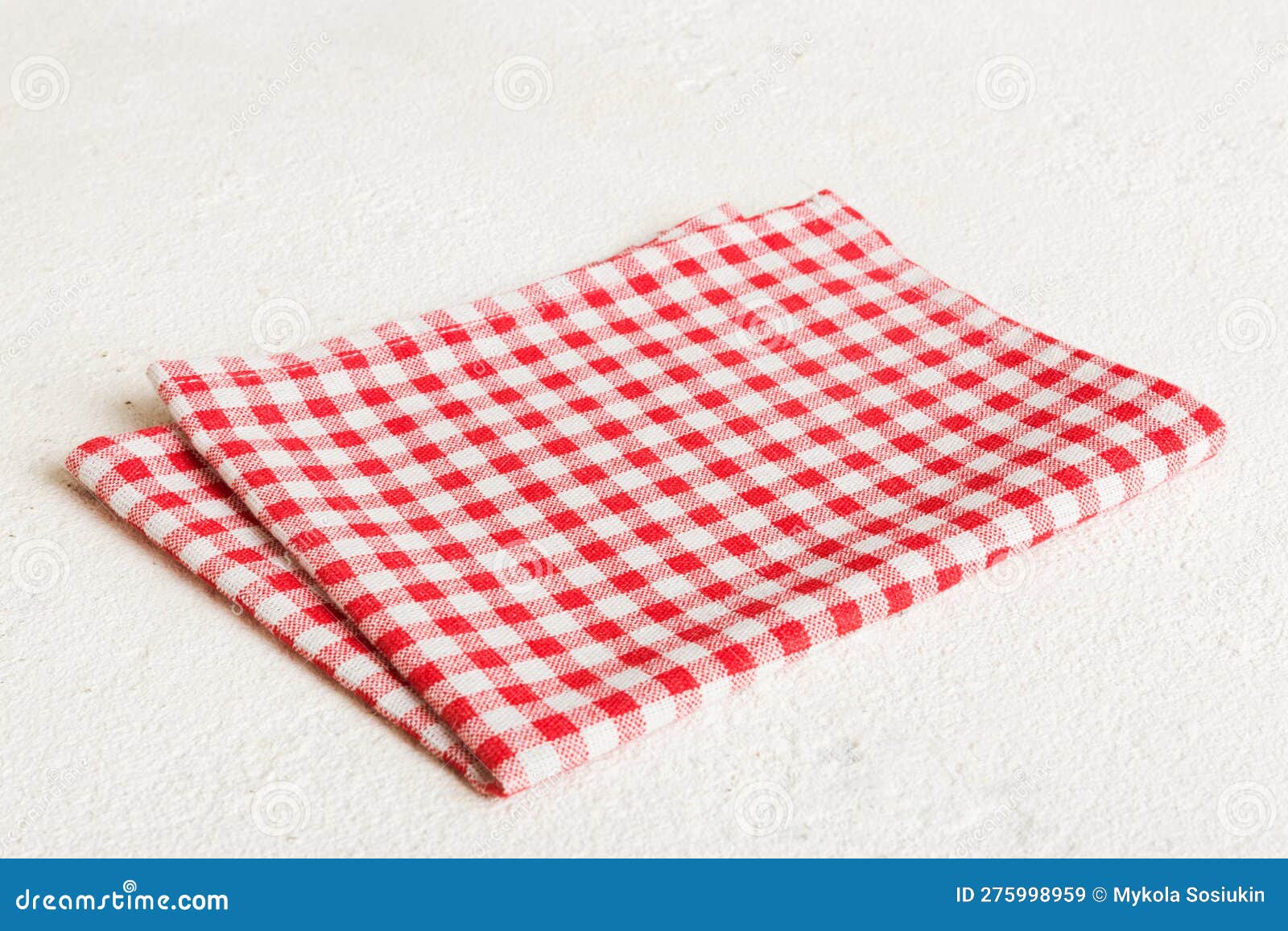 Top View with Red Empty Kitchen Napkin Isolated on Table Background ...