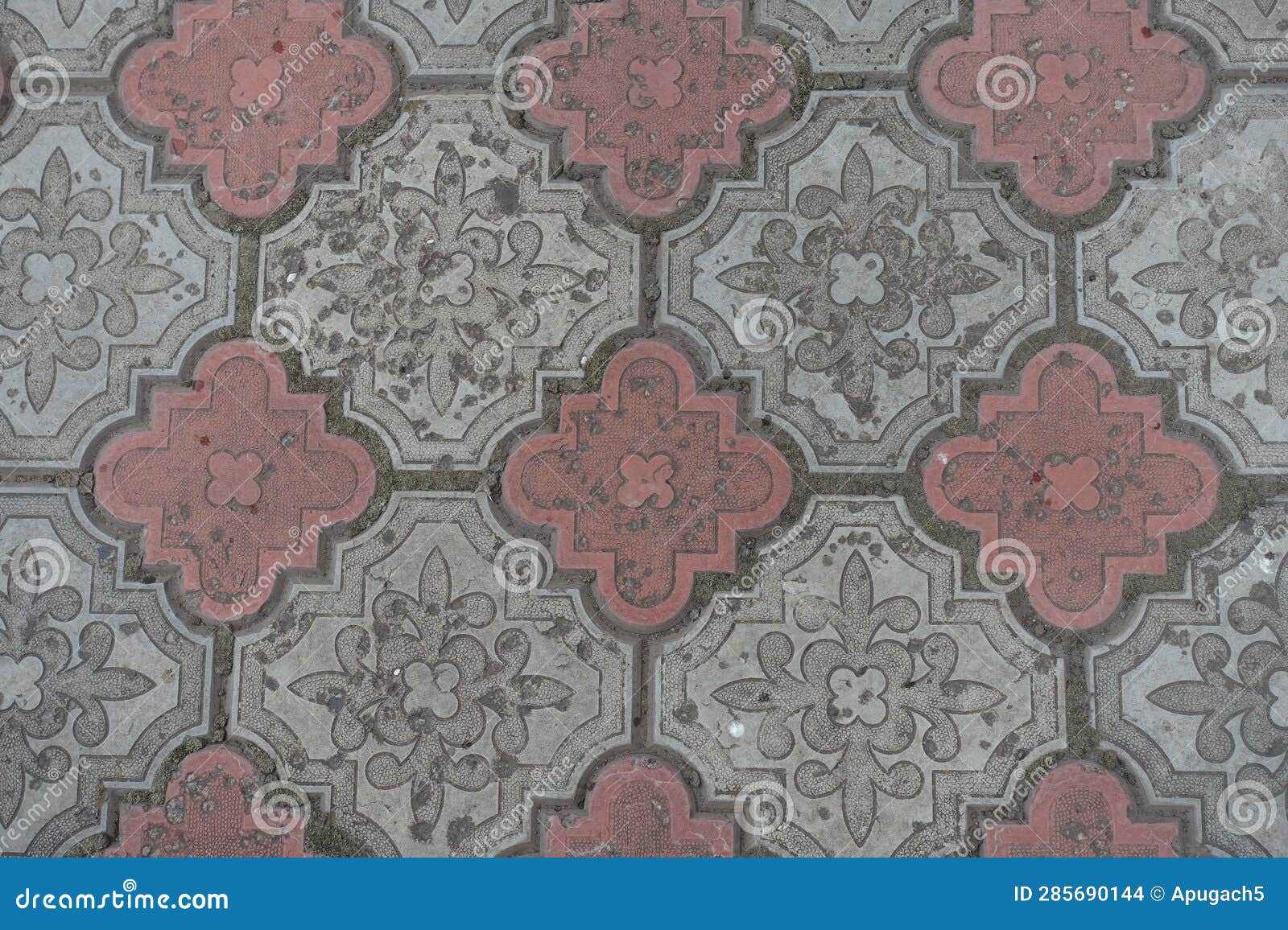 Top View of Red and Grey Segmental Concrete Pavement Stock Photo ...