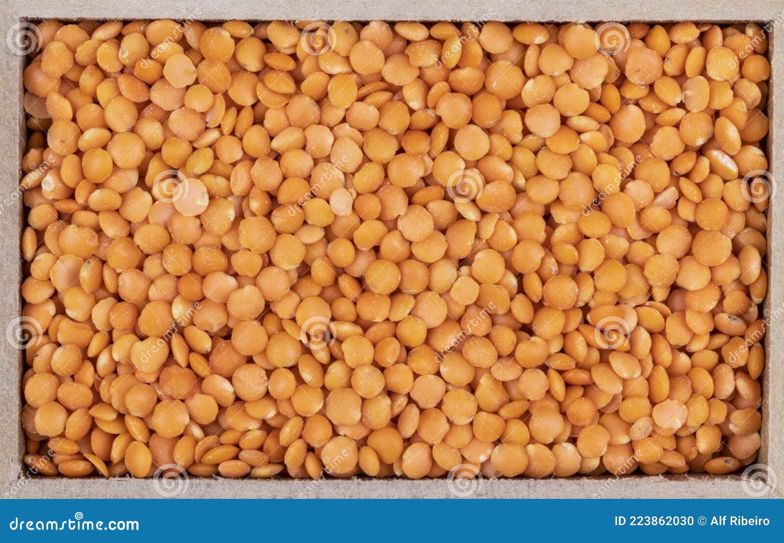 Top View of Red Lentils in a Rectangular Wooden Box Stock Photo - Image ...