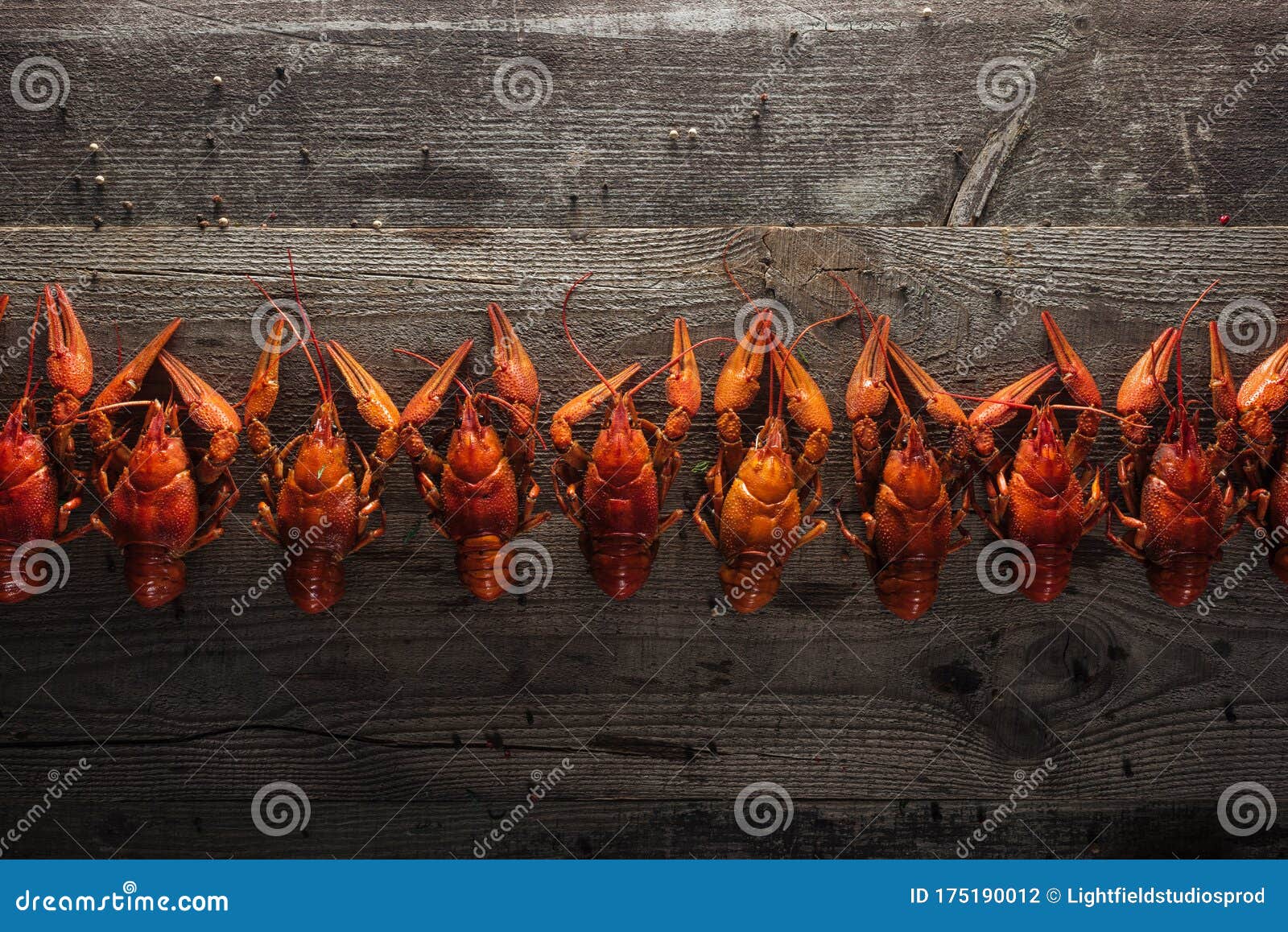 Top View of Red Lobsters on Wooden Surface. Stock Photo - Image of ...