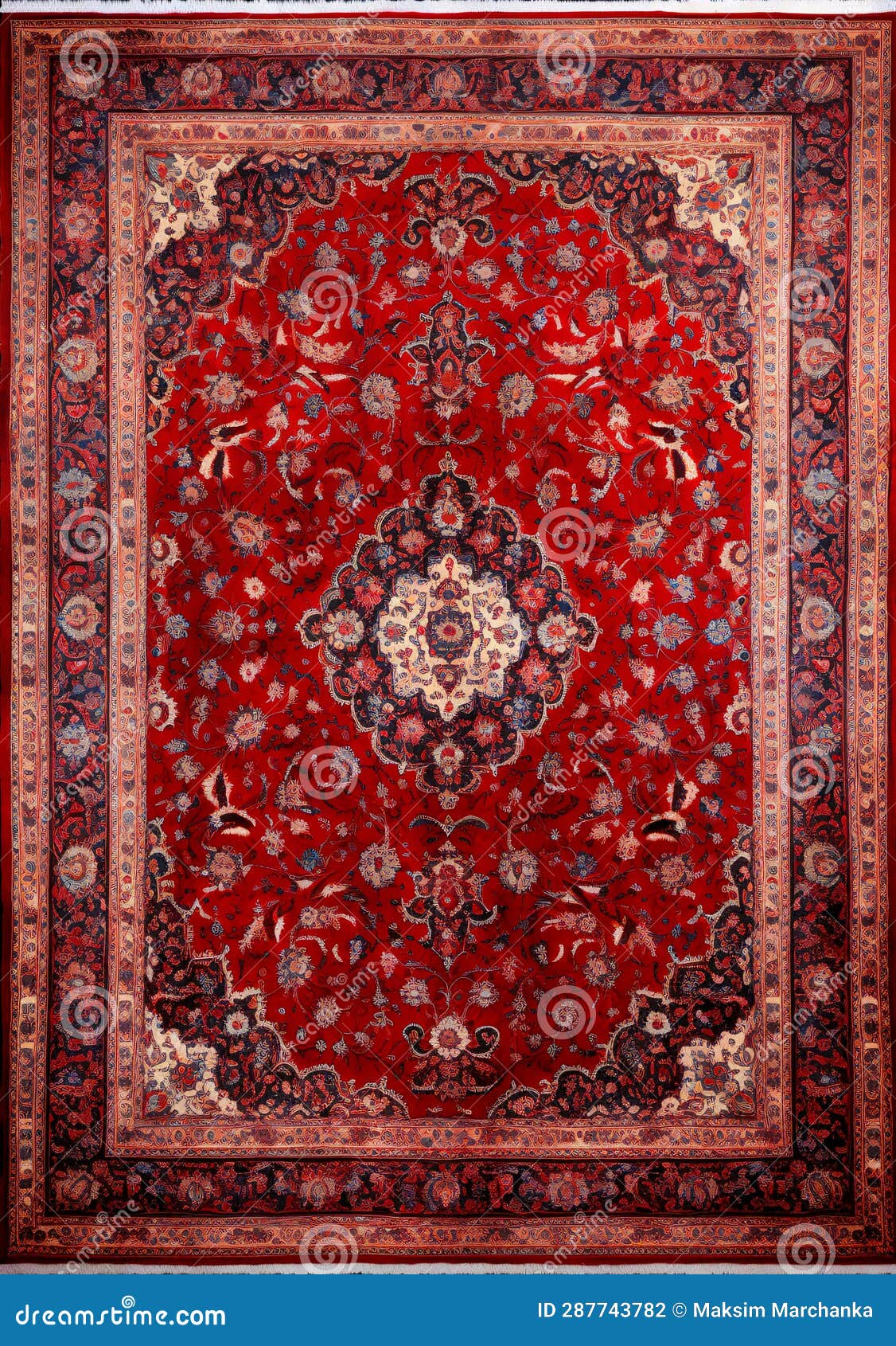 Top View Red Persian Carpet on Antique Floor Stock Illustration ...