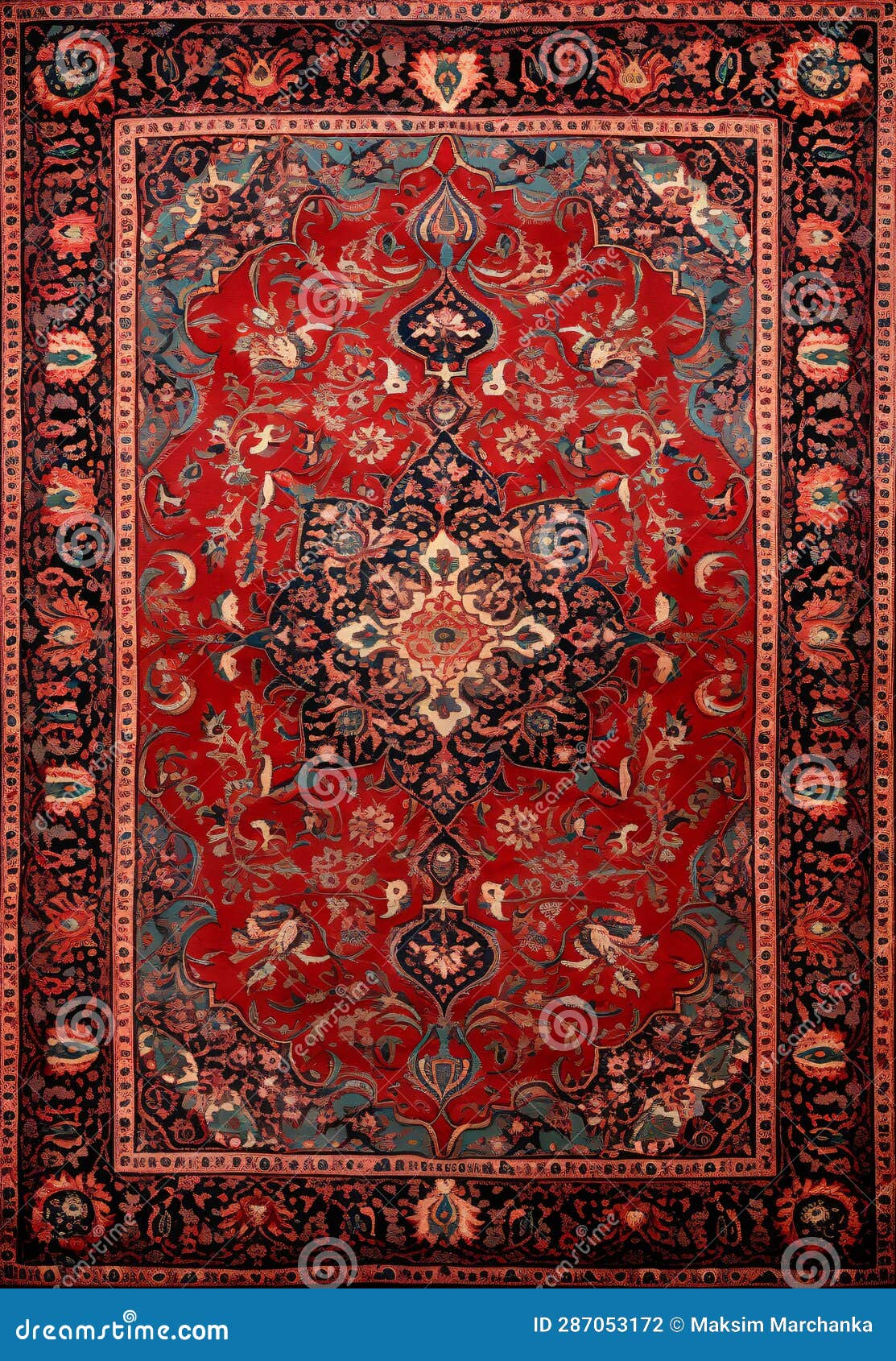 Top View Red Persian Carpet on Antique Floor Stock Illustration - Illustration of arabic ...