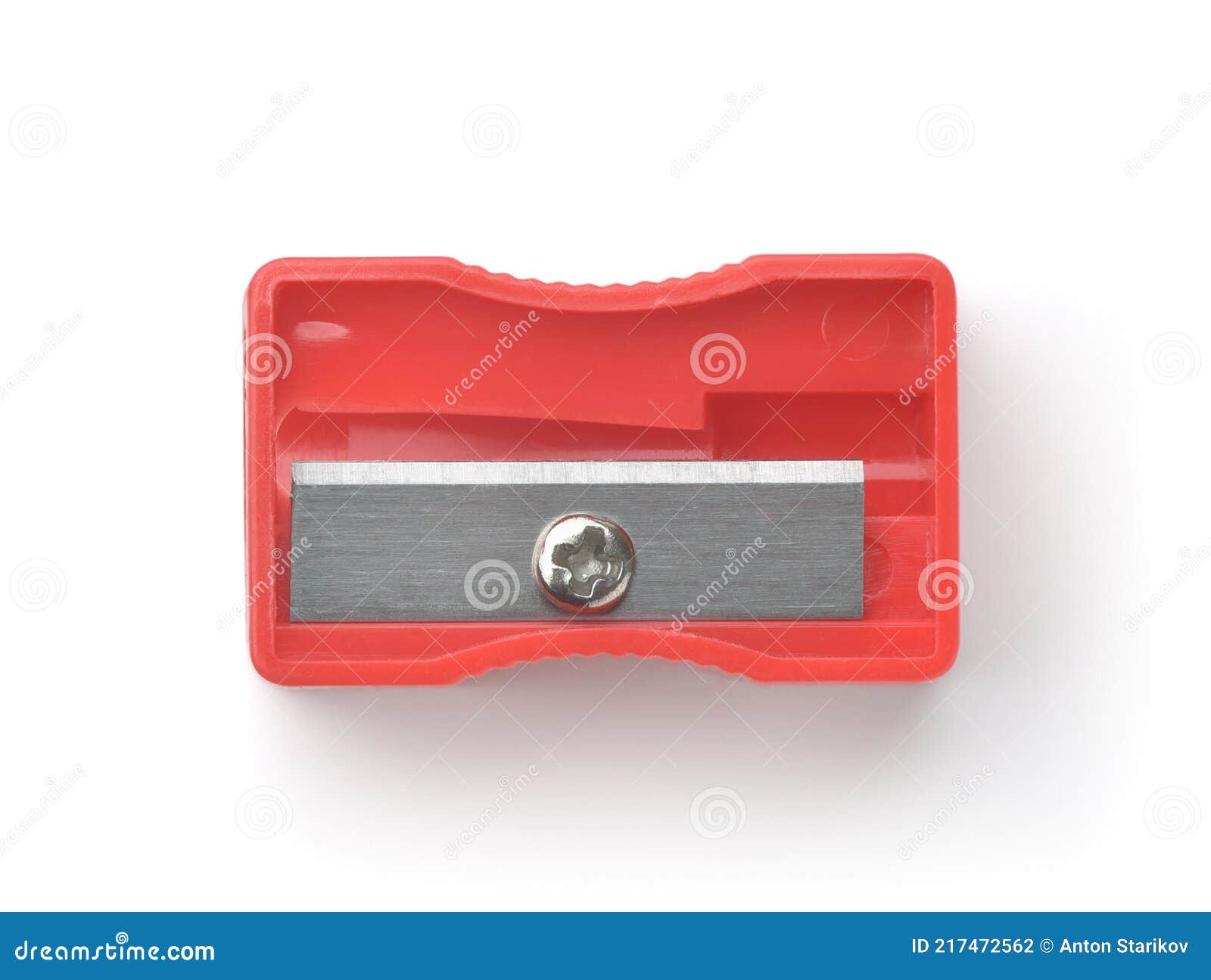 Top View of Red Plastic Pencil Sharpener Stock Photo - Image of metal ...