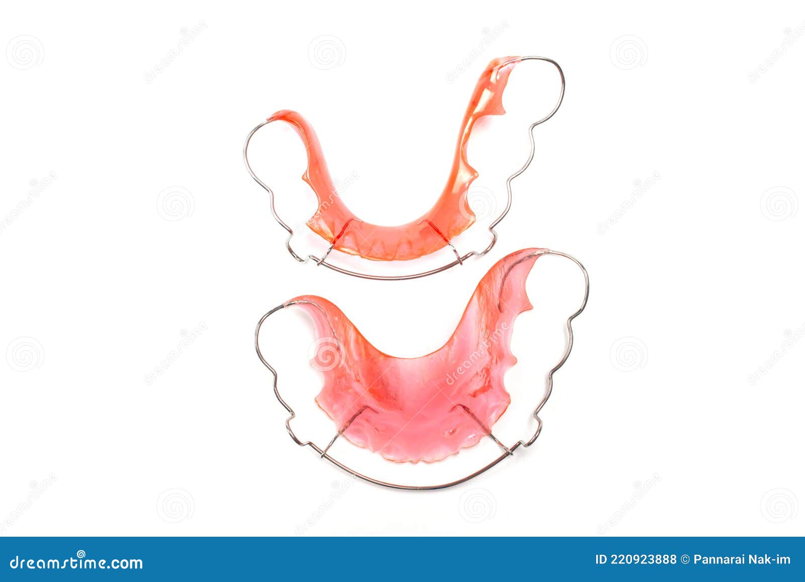 Top View Of Red Retainer Lower And Upper Teeth To Maintain The Teeth ...