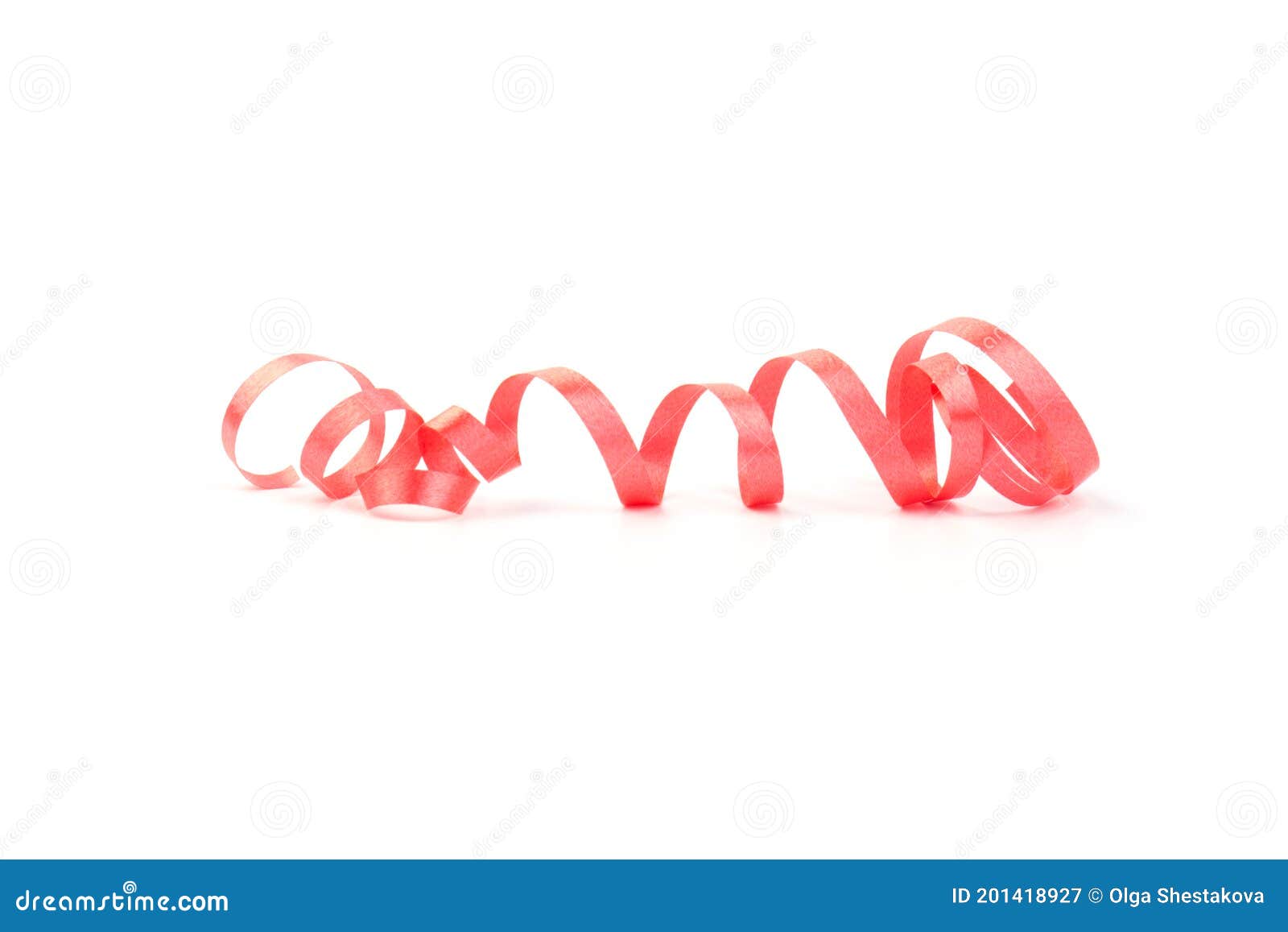 Top View of Red Ribbon Isolated Shiny Rolled on White Background. Flat ...