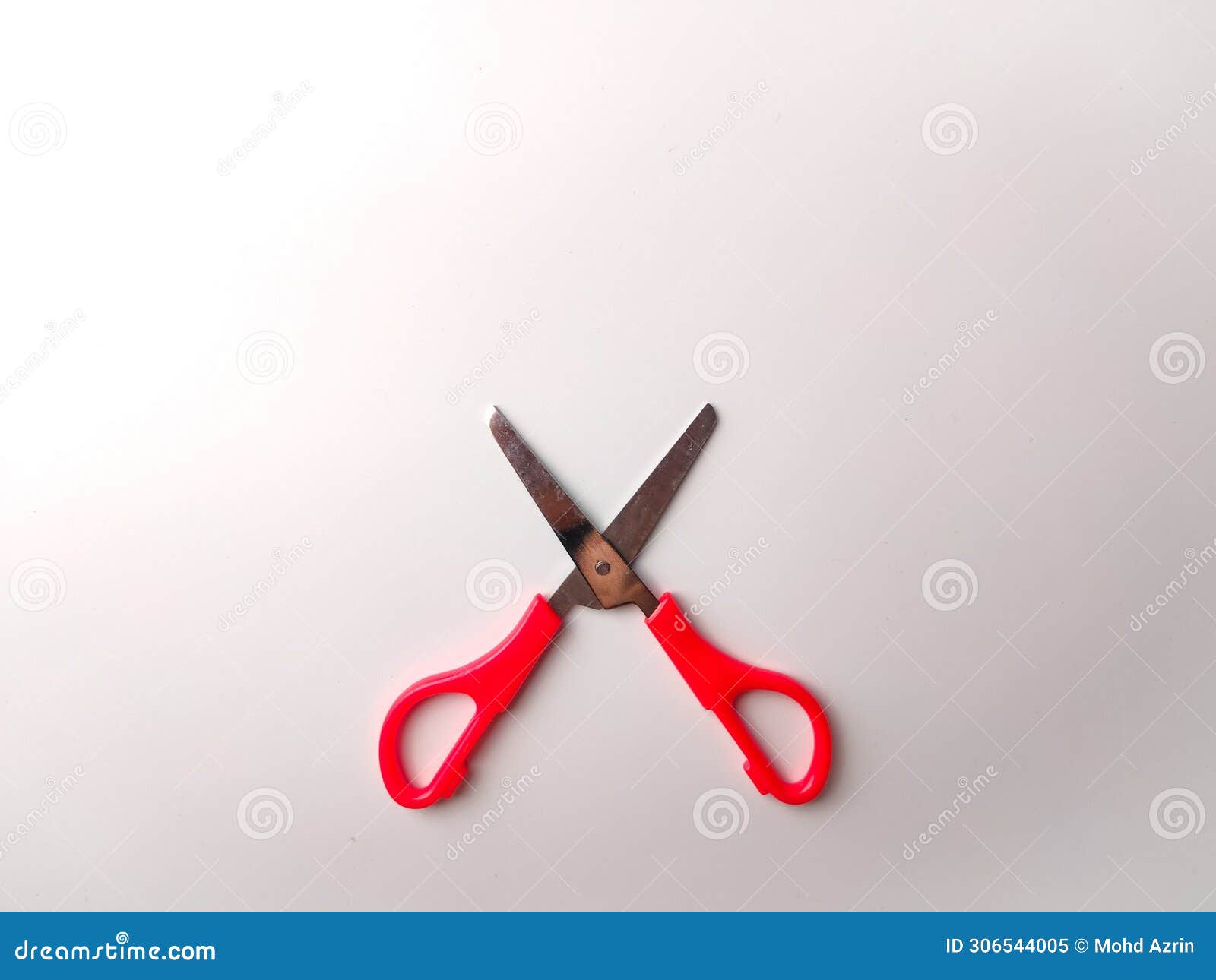 Top View Red Scissors on the Middle Stock Image - Image of style, white ...
