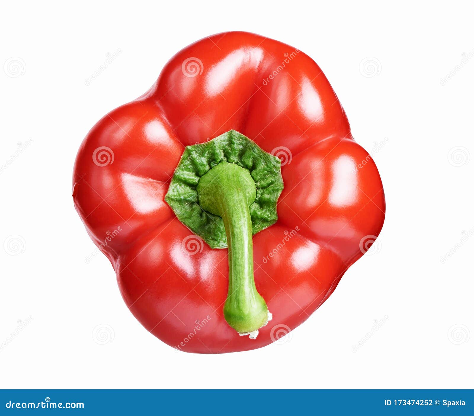 Top View of a Red Sweet Bell Pepper Isolated on White Stock Photo ...
