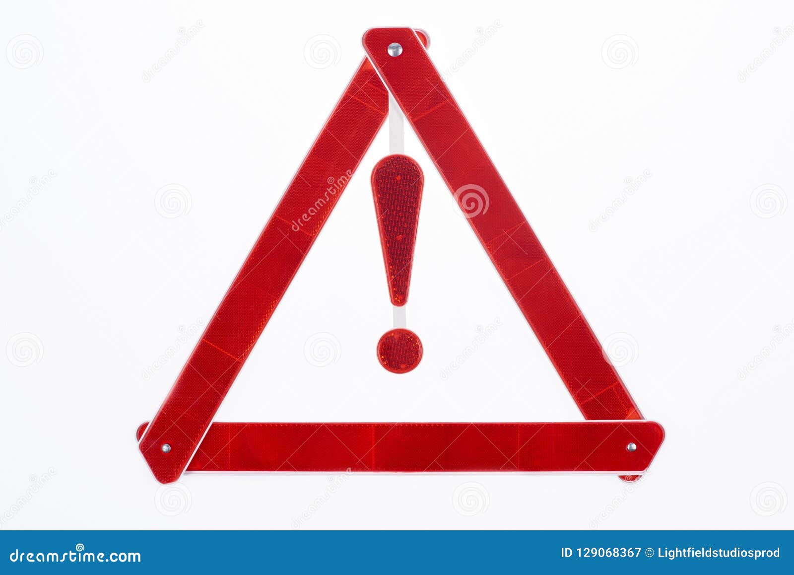 Top View of Red Warning Triangle Road Sign Stock Image - Image of ...