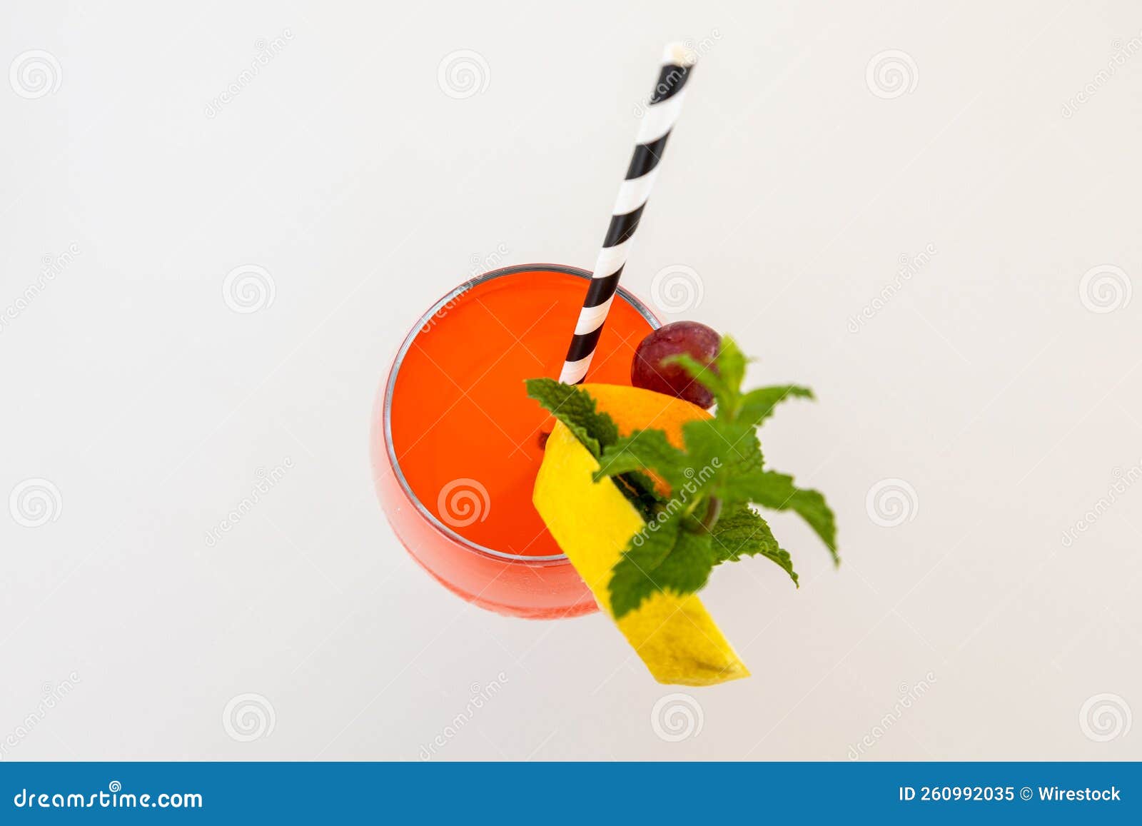 Top View of Refreshing Cocktail Isolated on White Background Stock ...