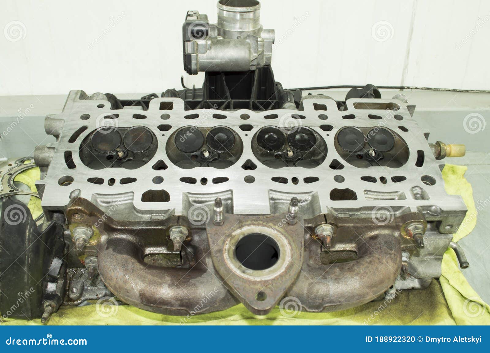 Top View of the Removed and Inverted Engine Cylinder Head, Which is ...
