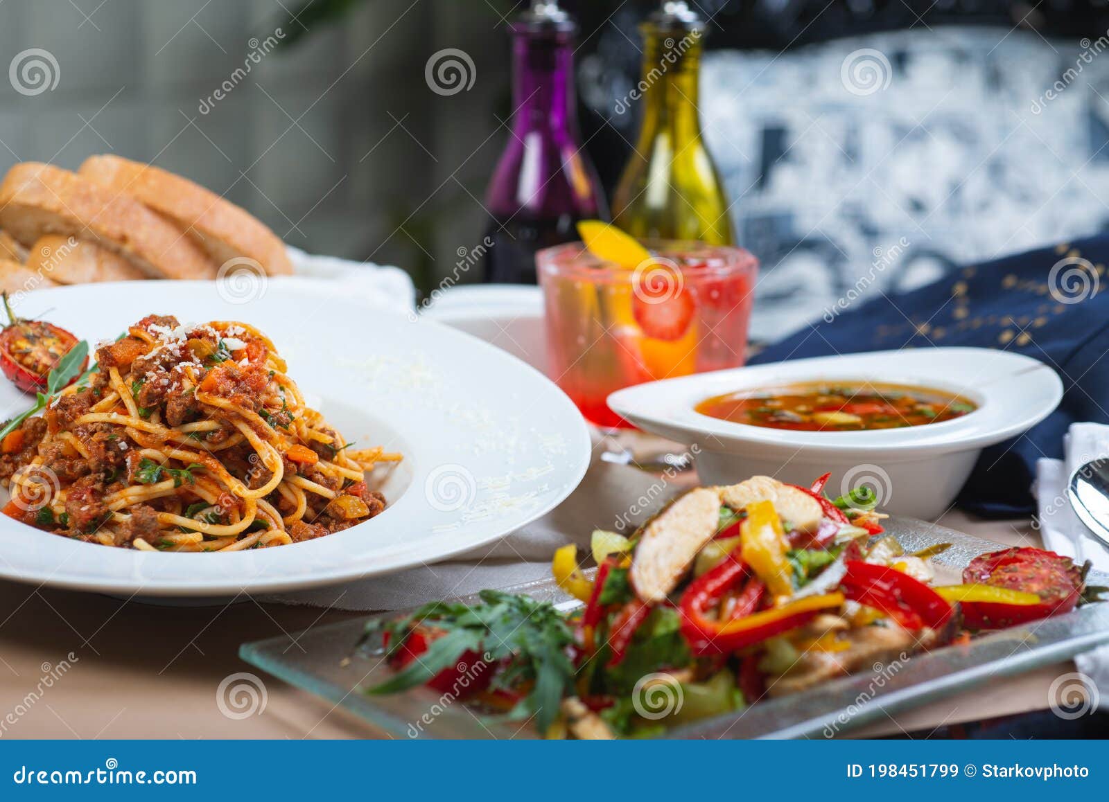 Top View of a Restaurant Table Served with a Multi-course Set Lunch and ...
