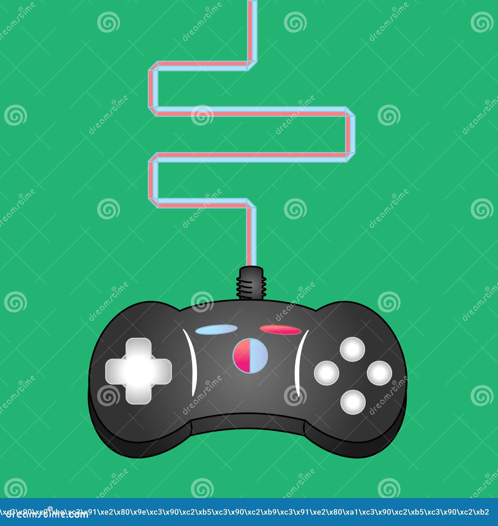 Top View of Retro Controller of Old Game Console on Green Background ...