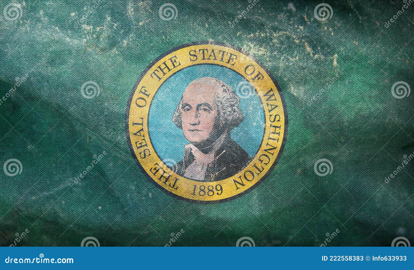 Top View of Retro Flag of Washington with Grunge Texture. Flag ...