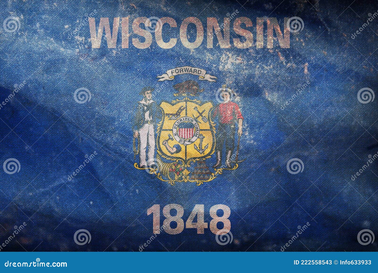 Top View Of Wisconsin 1866 1913 , USA Flag, No Flagpole. Plane Design ...