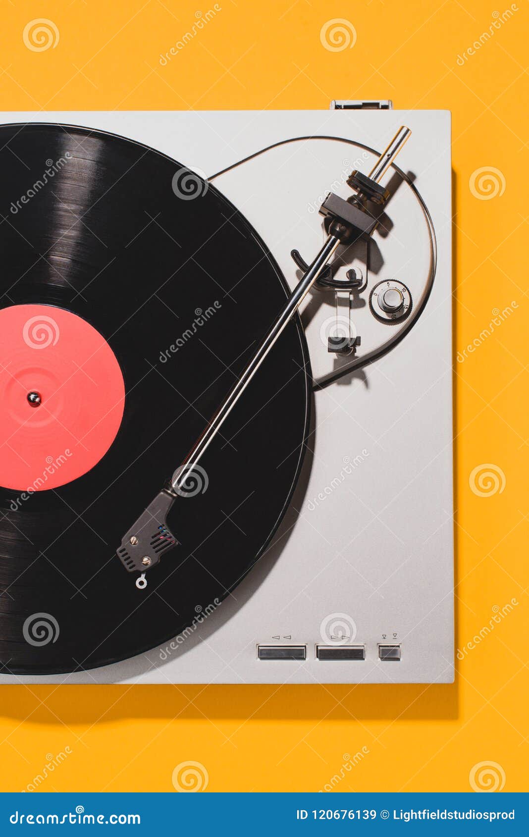 Top View of Retro Vinyl Player and Record Stock Image - Image of flat ...