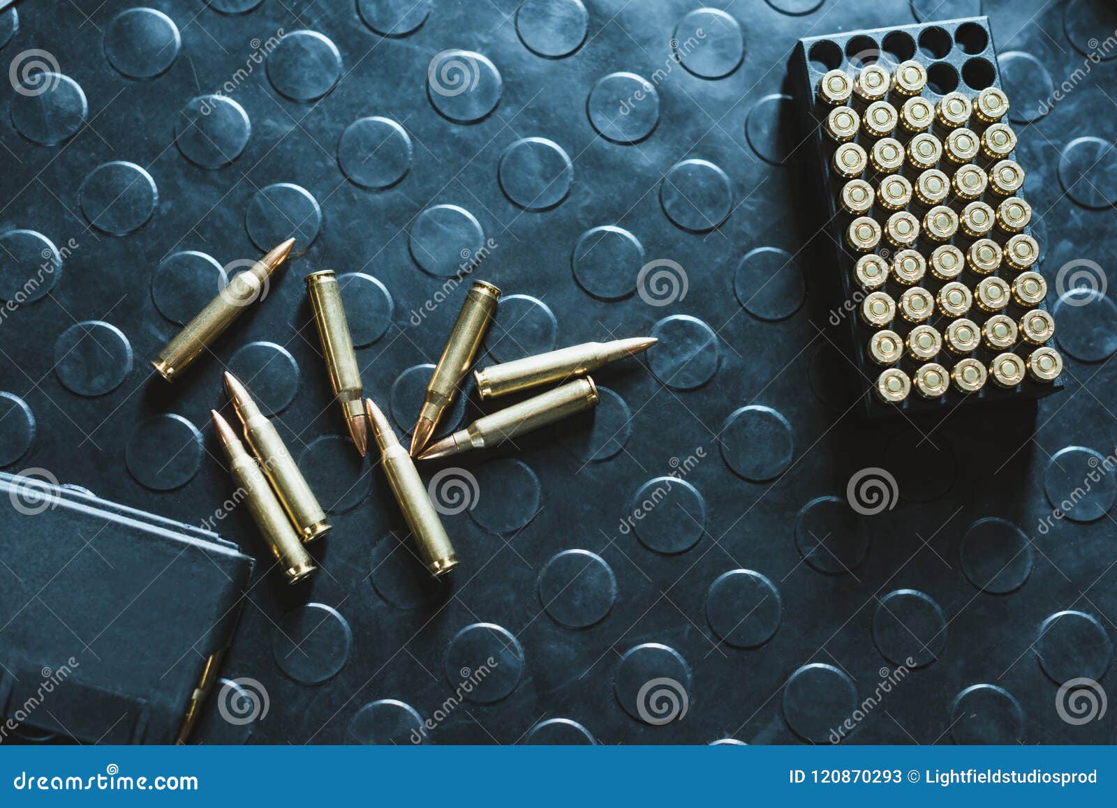 Top View of Rifle Bullets and Magazine Stock Image - Image of weapons ...