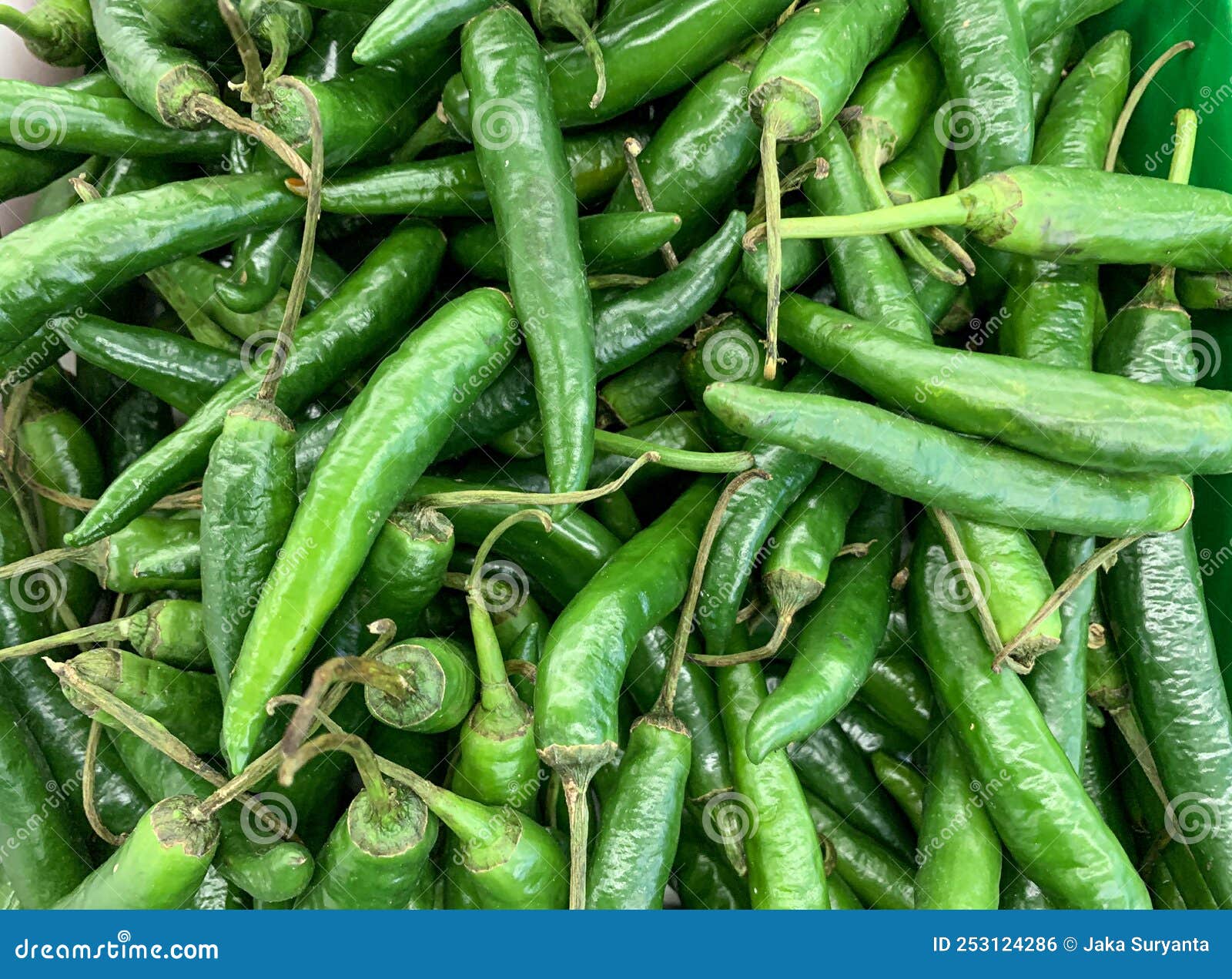 Top View of Ripe Green Chilli Pepper on Supermarket Stock Photo - Image ...