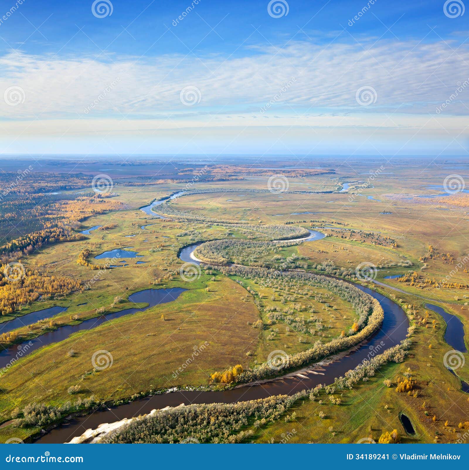 Top View of the River on the Lowland Stock Image - Image of view, land ...