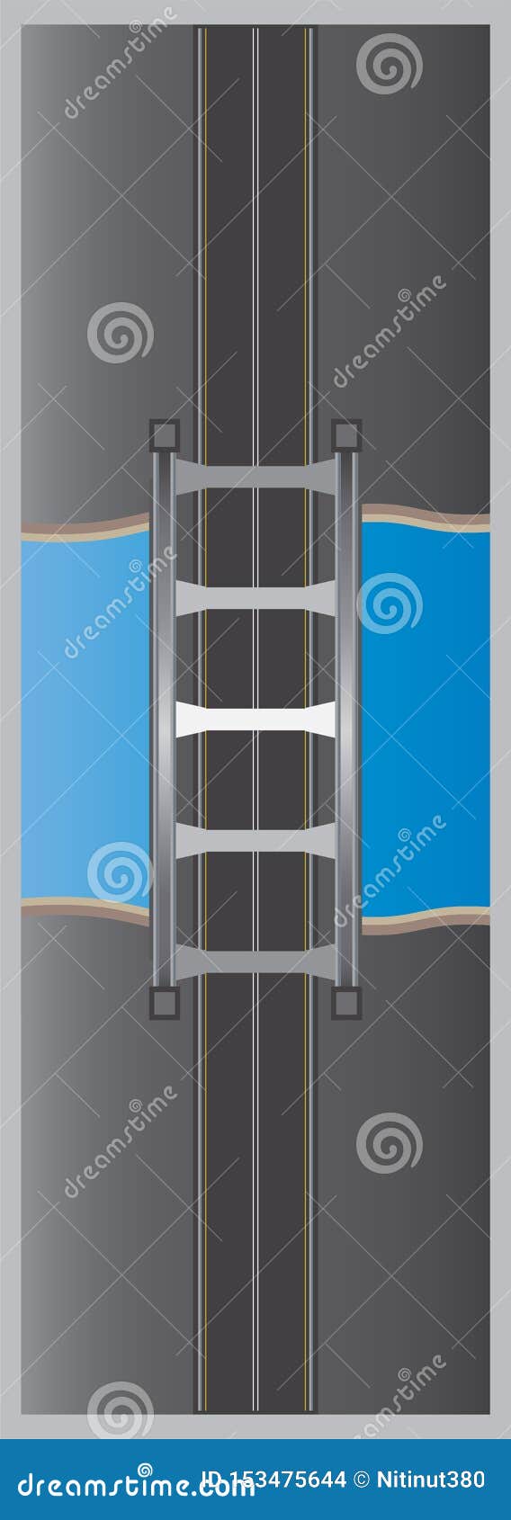 Top View of Road Bridge Overriver Vector Stock Illustration ...